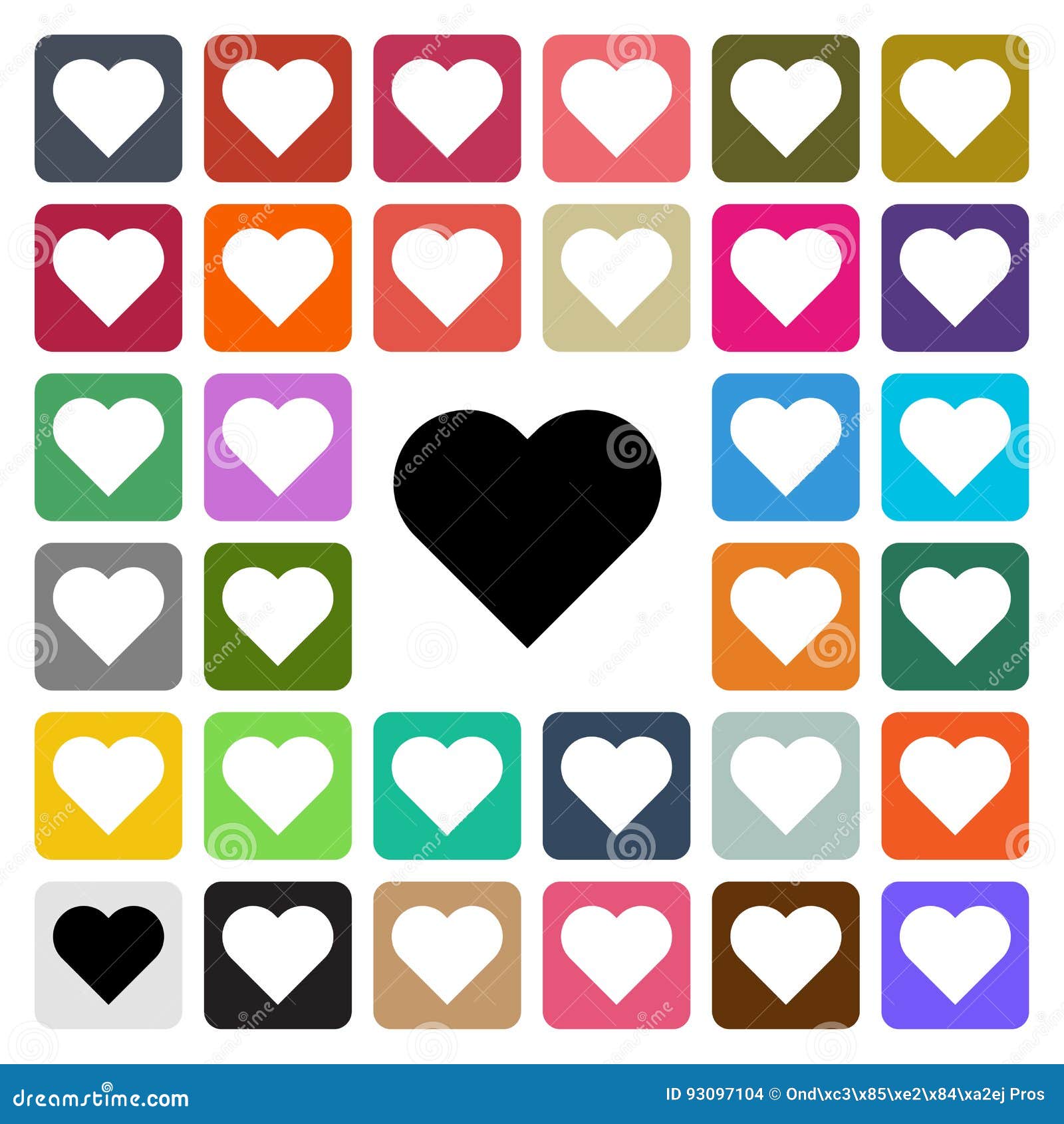 Vector Modern Favourite Flat Design Icon Set in Button Stock Vector ...