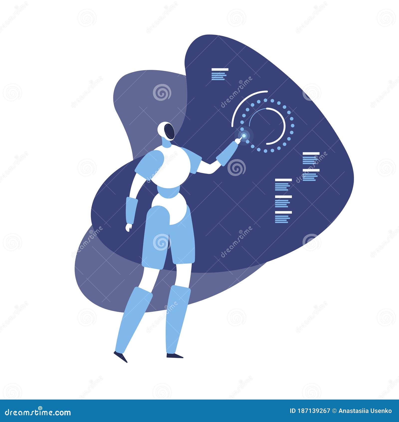 Vector Modern Flat Artificial Intelligence Banner Template. Blue Robot ...