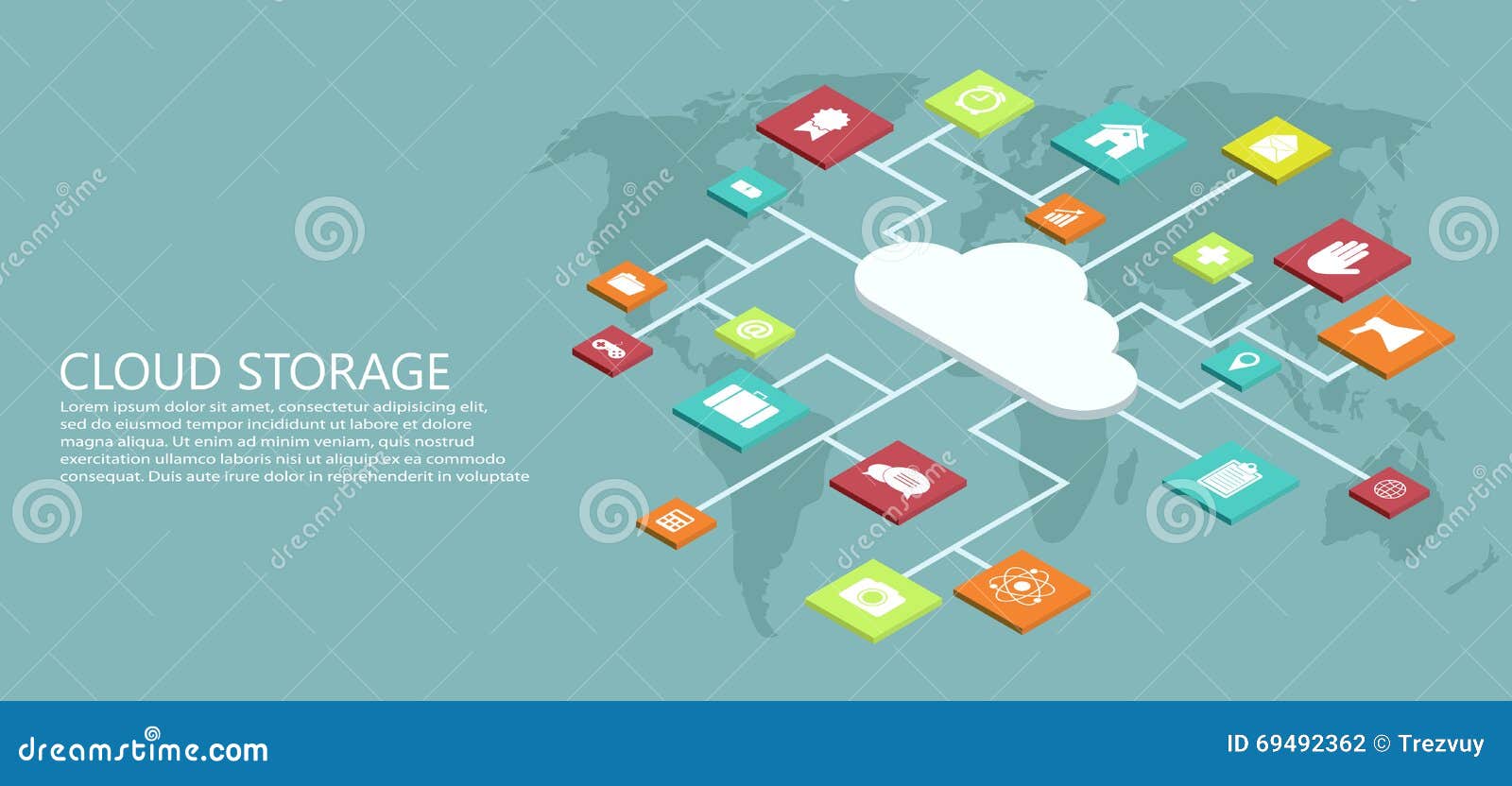 Vector Modern Flat Isometric Cloud Storage Stock Vector - Illustration ...