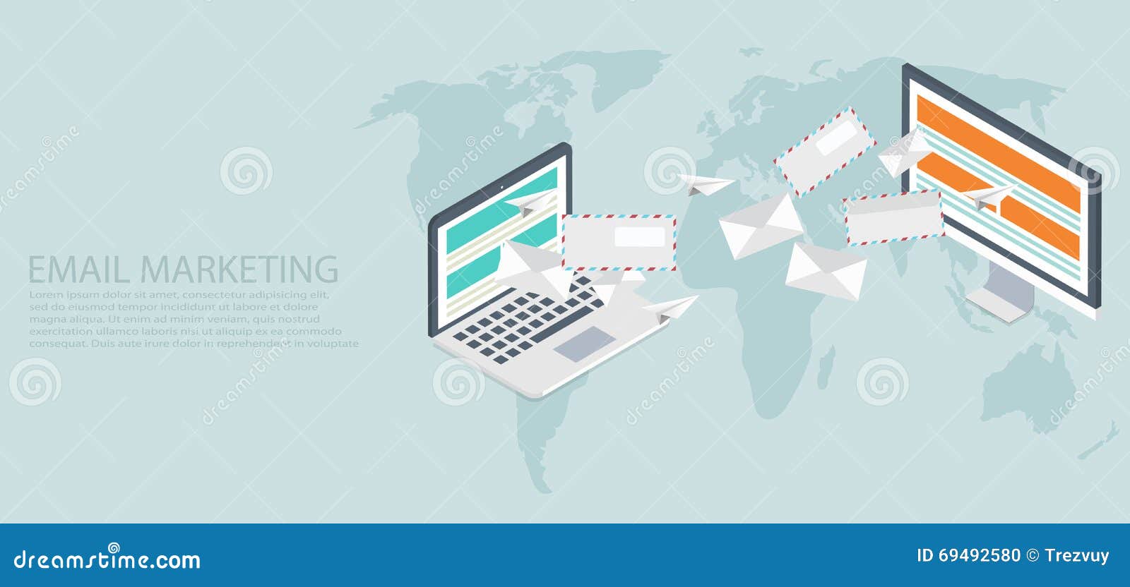 Vector Modern Flat Isometric Email Marketing Stock Vector ...