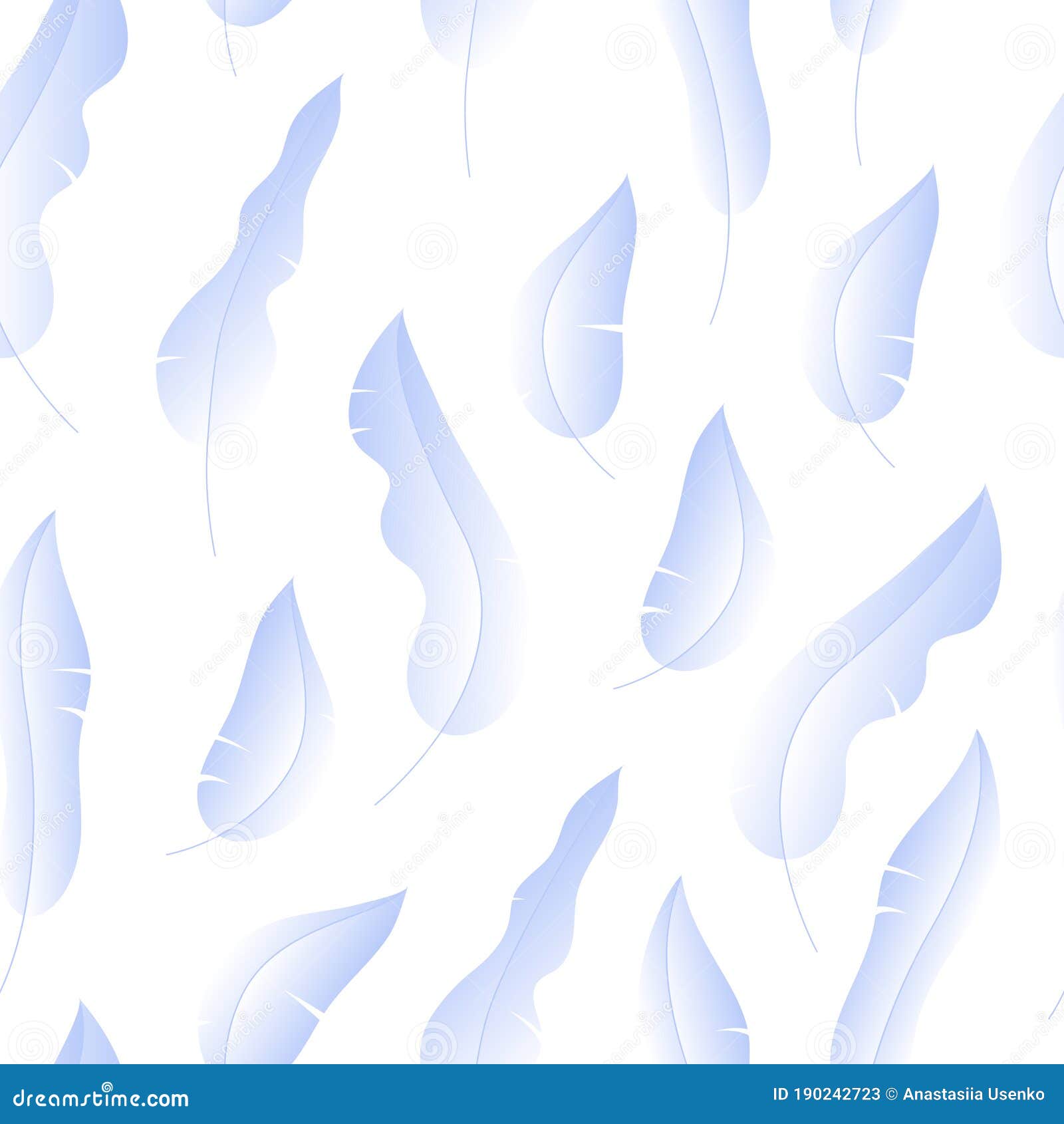 Vector Modern Flat Nature Leaf Seamless Pattern Template. Blue Gradient ...