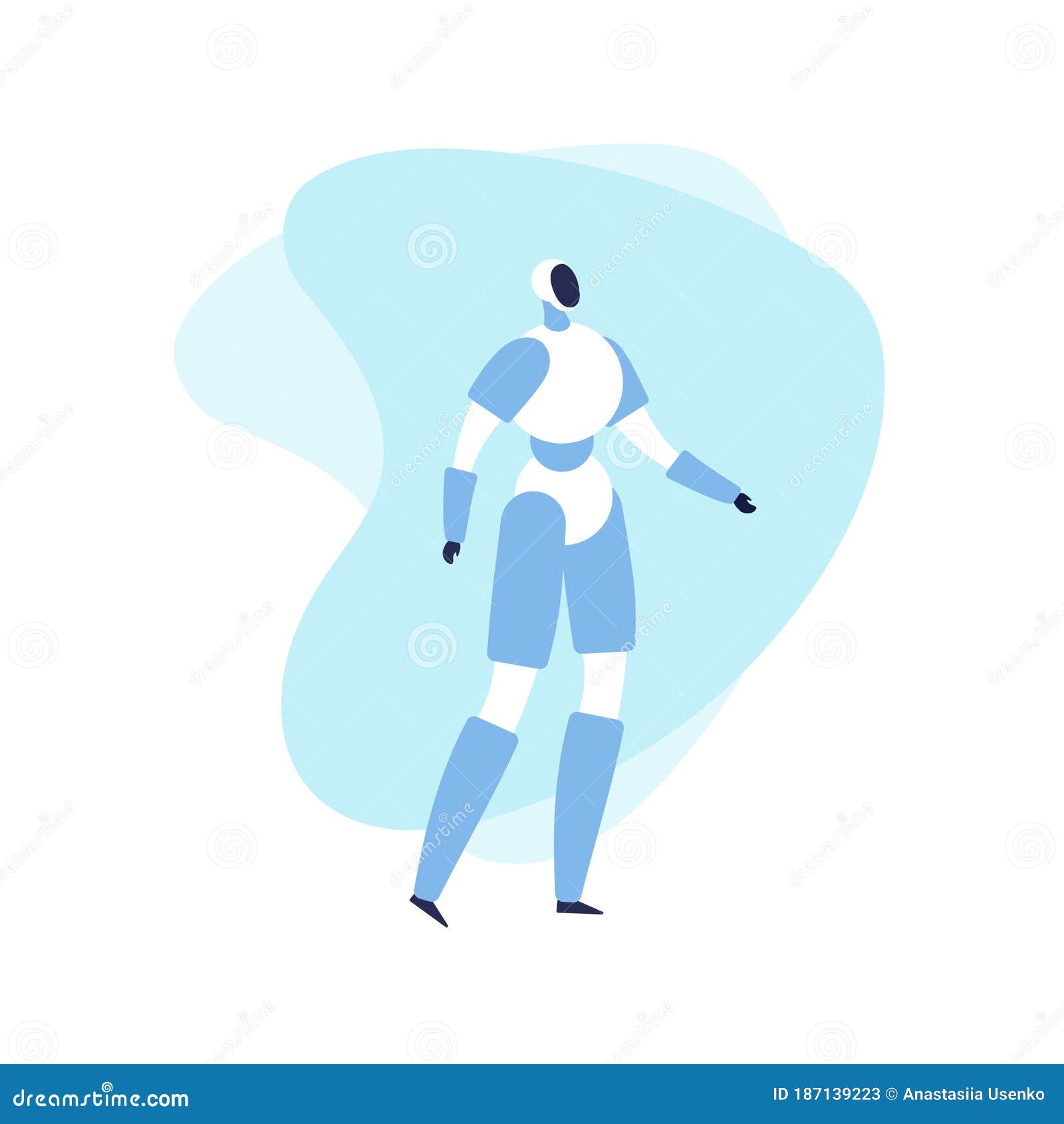 Vector Modern Flat Robot Banner Template. White and Blue Standing ...