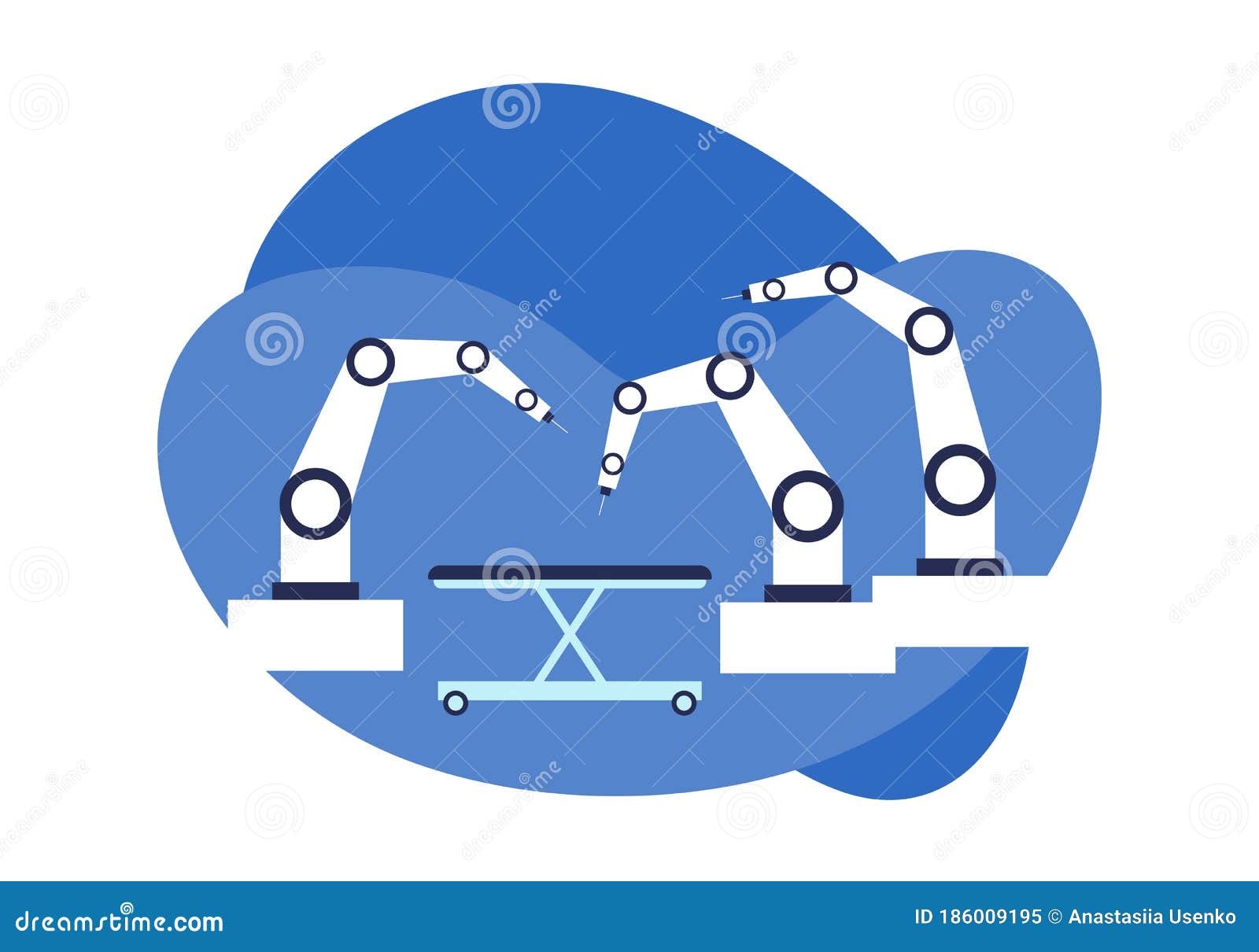 Vector Modern Flat Robotic Surgery Illustration. Robot Hand Surgeon in ...