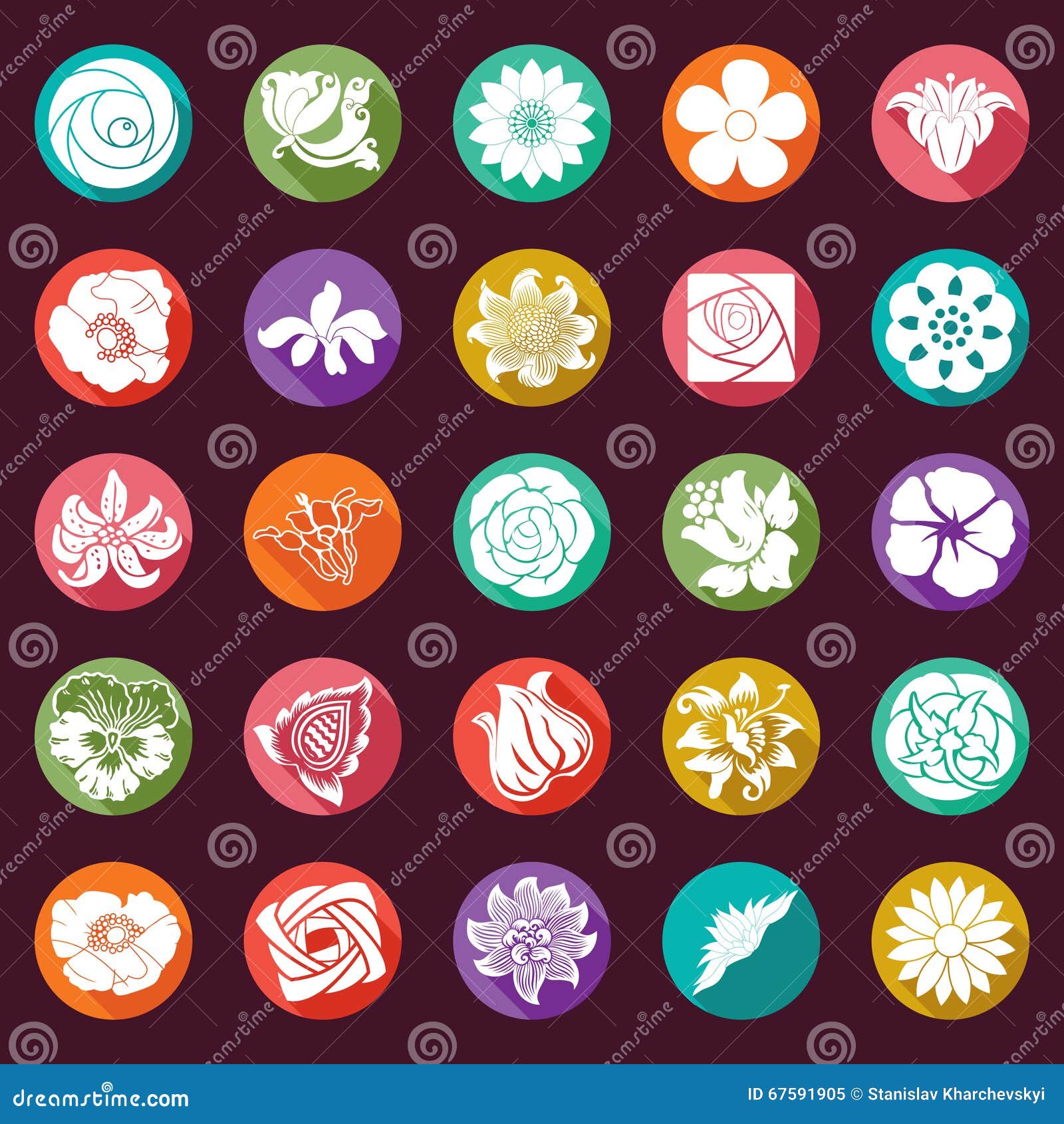 25 Vector Modern Flowers Icons - Sets Stock Vector - Illustration of ...