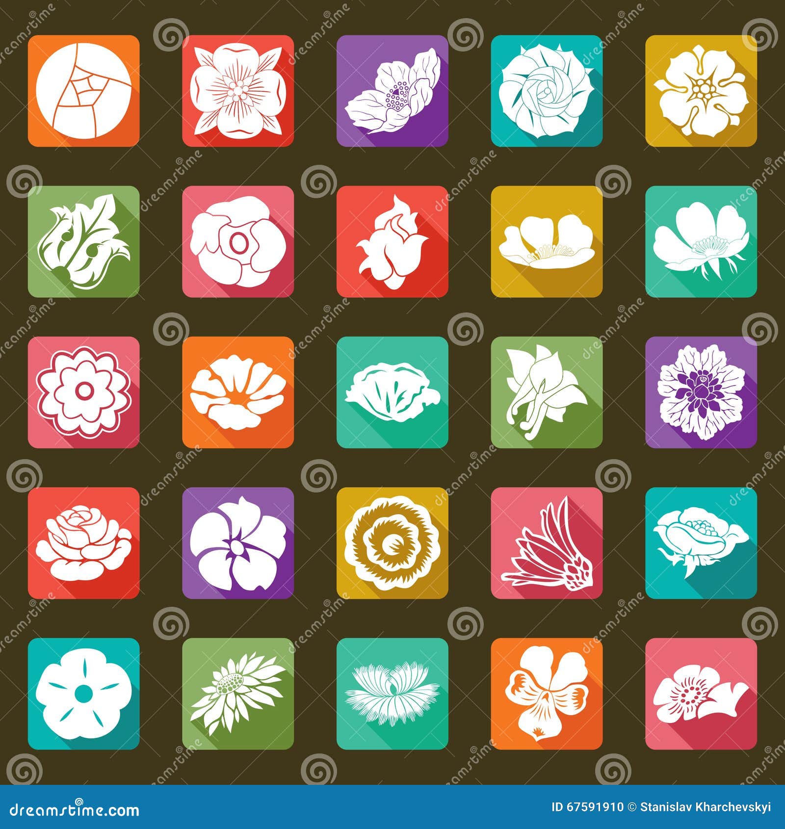 25 Vector Modern Flowers Icons - Sets Stock Vector - Illustration of ...