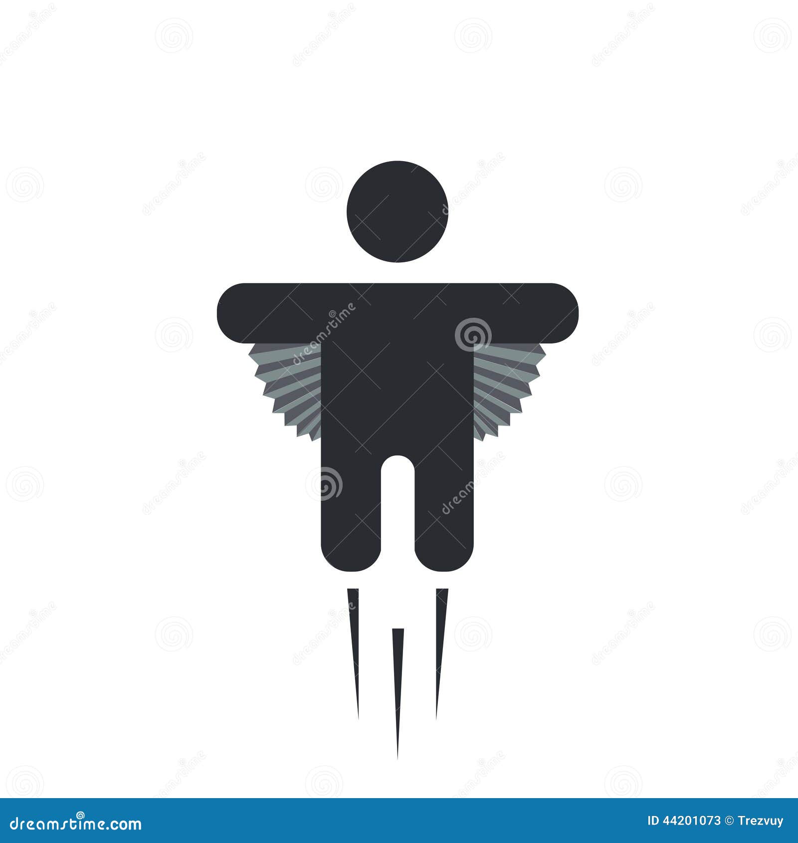 Vector Modern Flying Man Icon on White Stock Vector - Illustration of ...