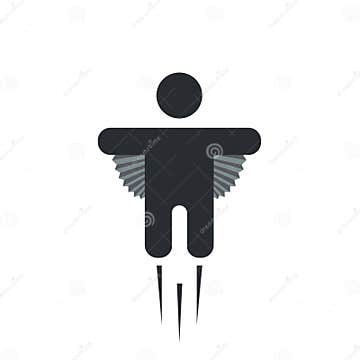 Vector Modern Flying Man Icon on White Stock Vector - Illustration of ...