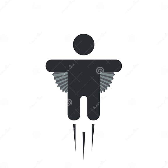 Vector Modern Flying Man Icon on White Stock Vector - Illustration of ...