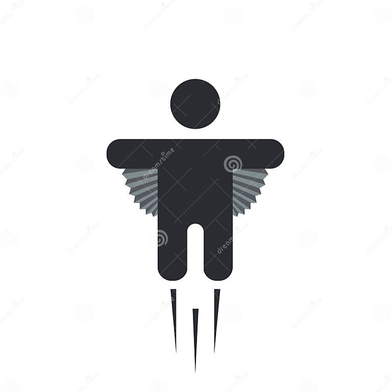 Vector Modern Flying Man Icon on White Stock Vector - Illustration of ...