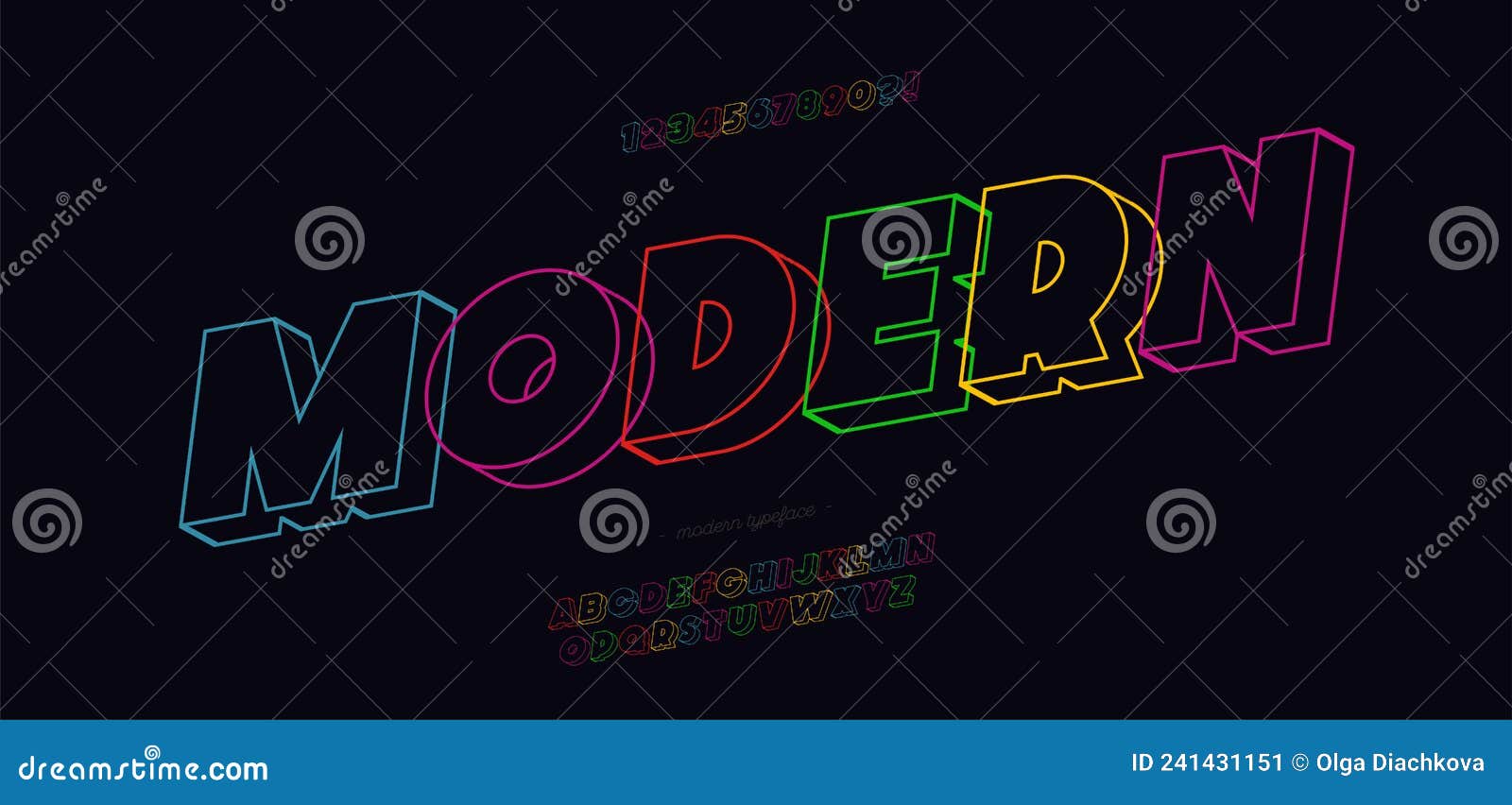 Vector Modern Font 3d Line Style Trendy Typography Stock Vector