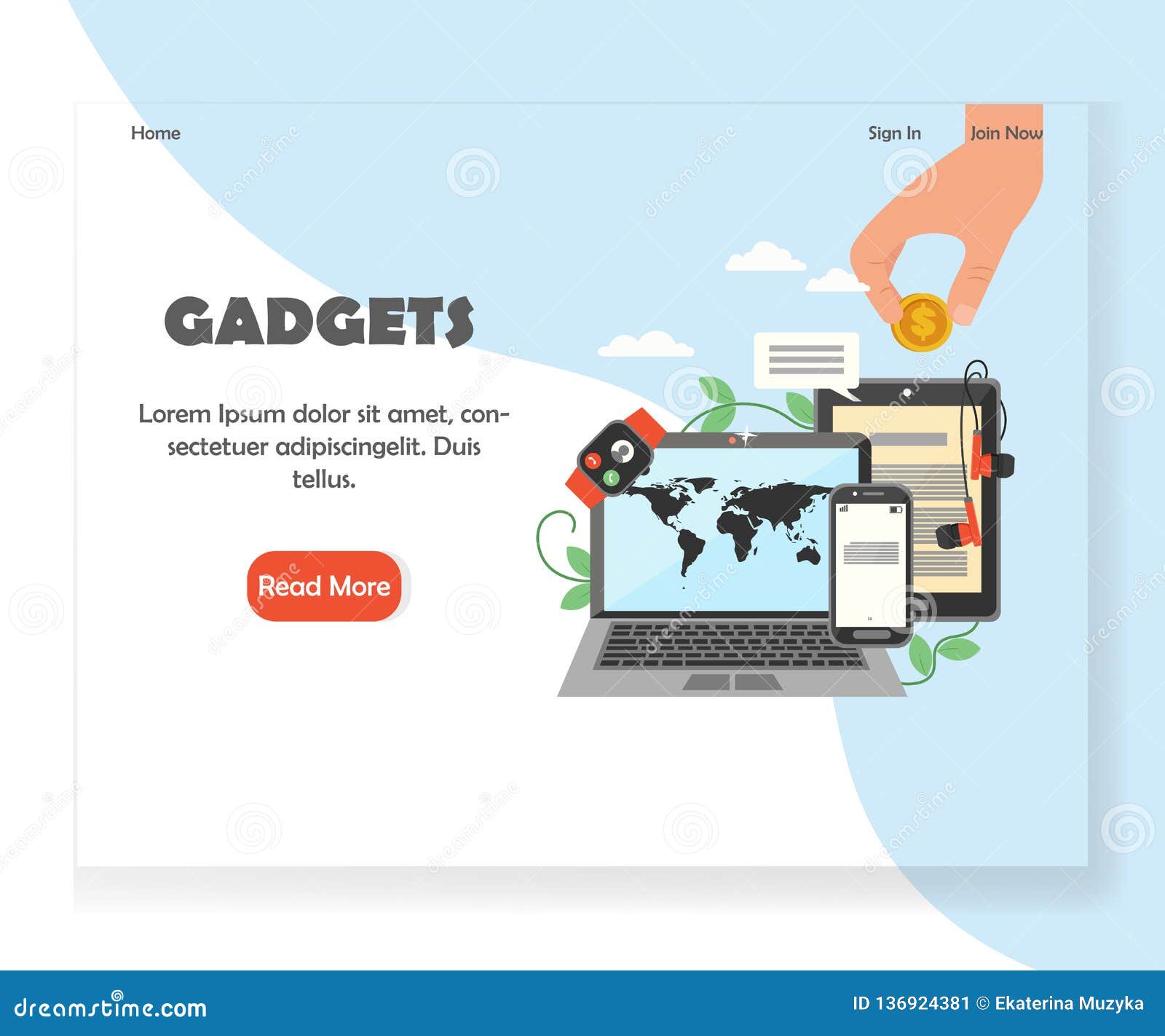 Vector Modern Gadgets Website Landing Page Design Template Stock Vector ...