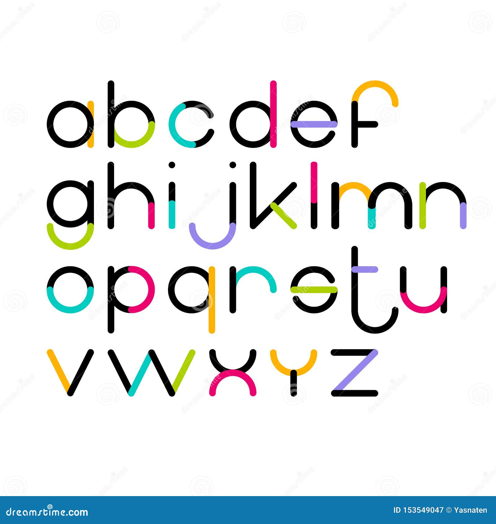 Vector Modern Geometric Circle Based Lowercase Letters Font Stock ...