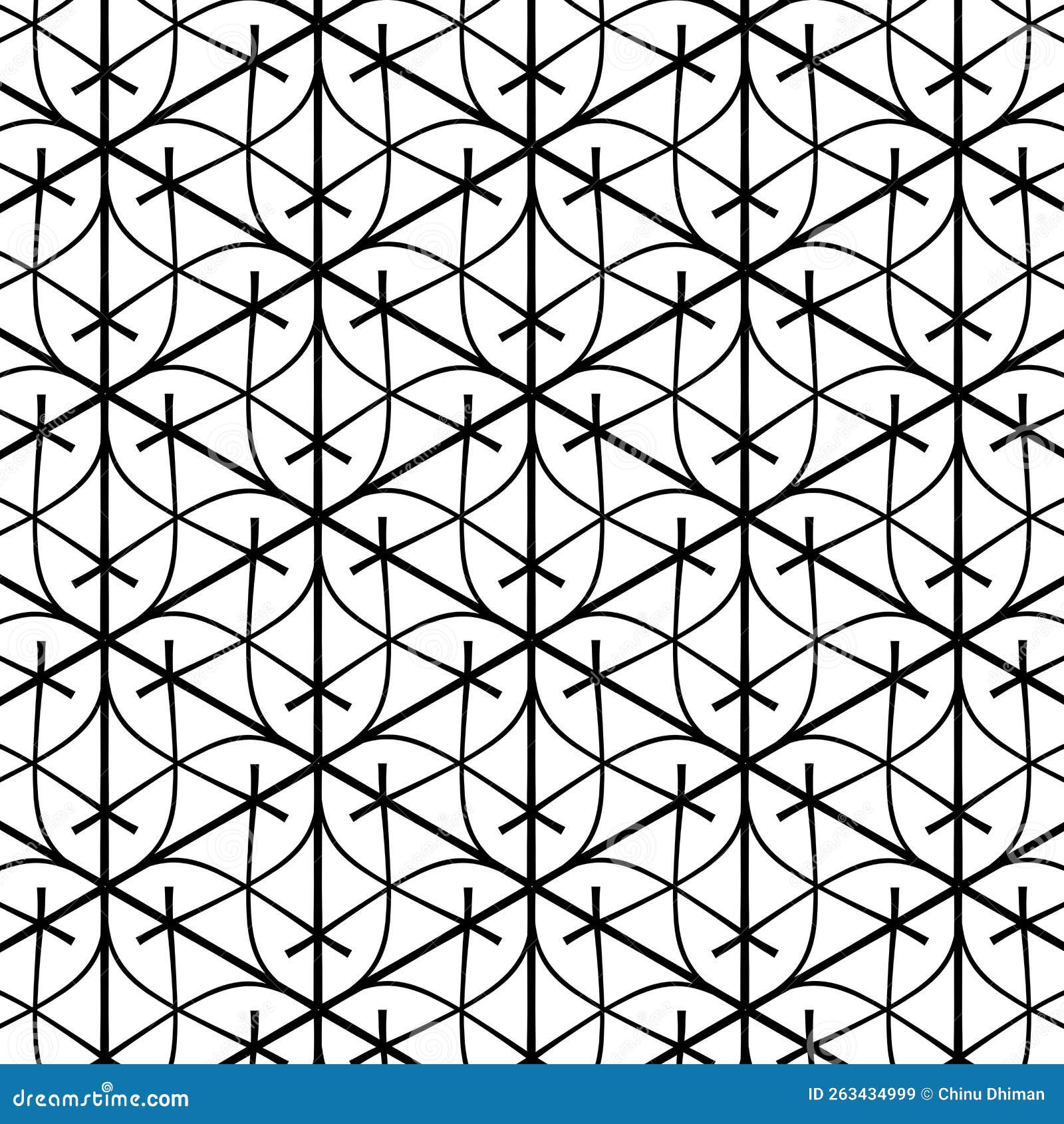 Vector Modern Geometric Tiles Pattern. Black Lined Shape. Abstract Art ...