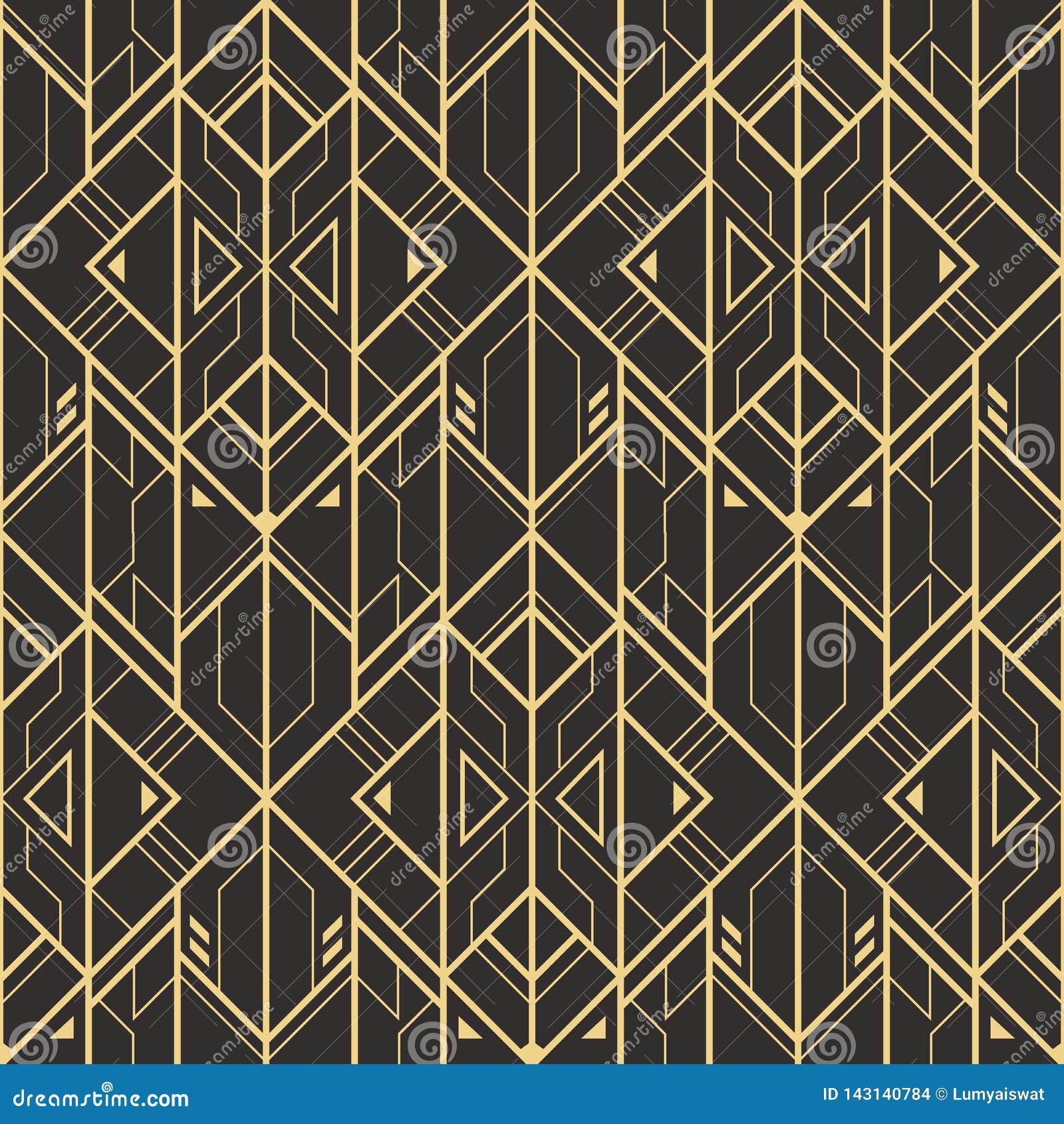Vector Modern Geometric Tiles Pattern. Golden Lined Shape Stock Vector ...