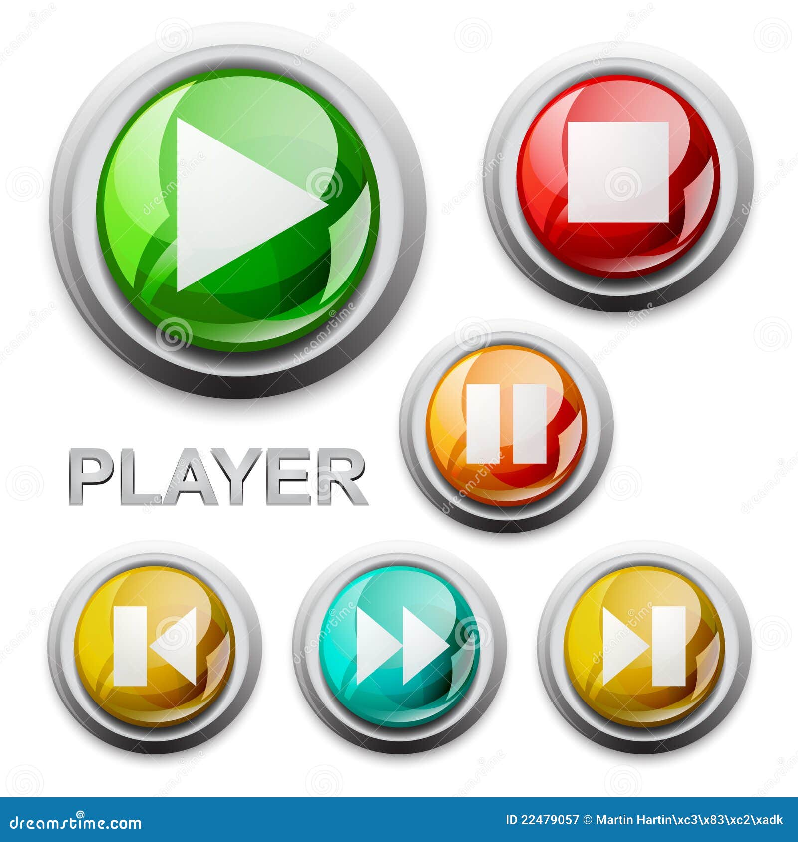 Vector Modern Glossy Icons, Player Stock Vector - Illustration of green ...