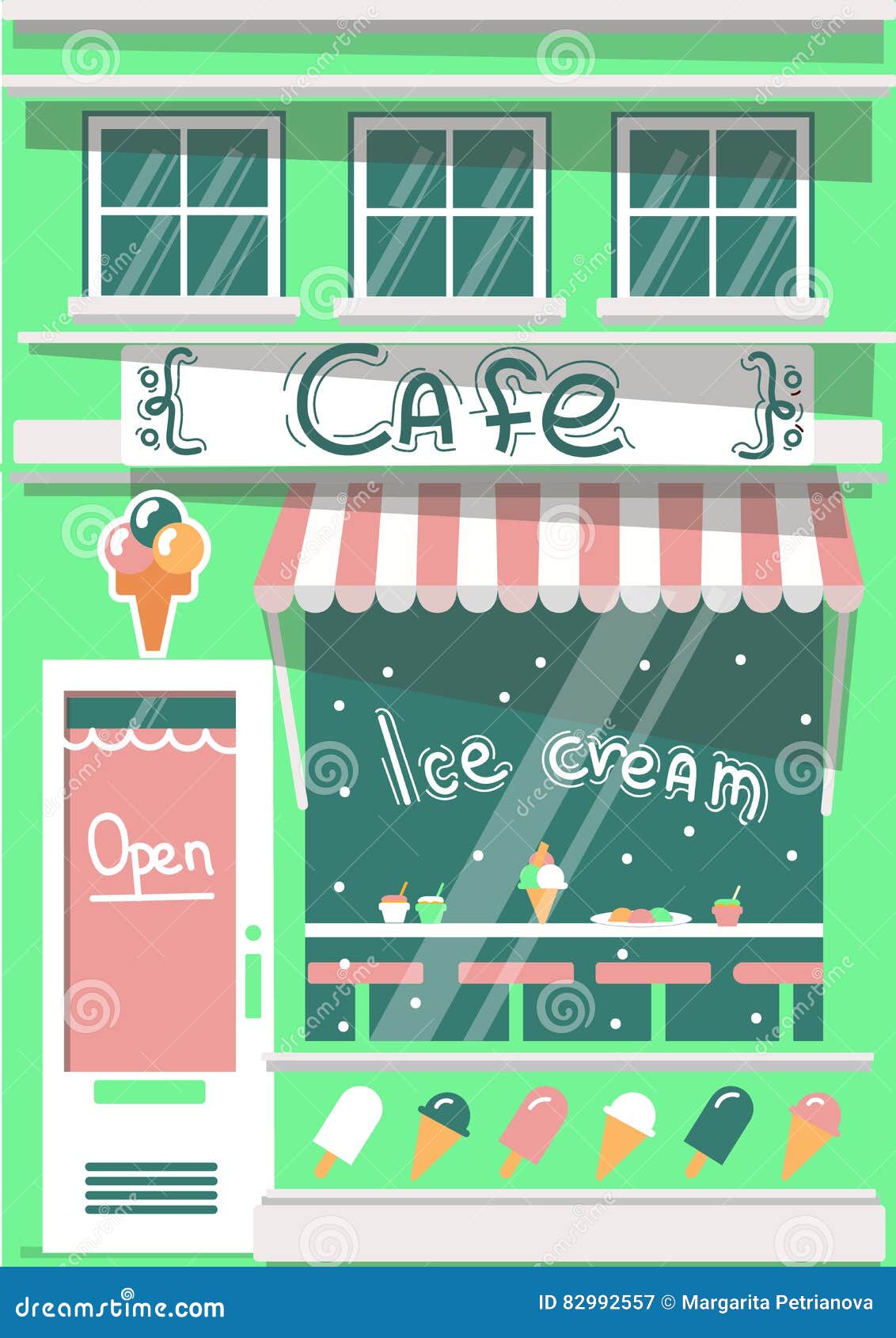 Vector Modern Ice Cream Cafe Stock Vector - Illustration of facade ...