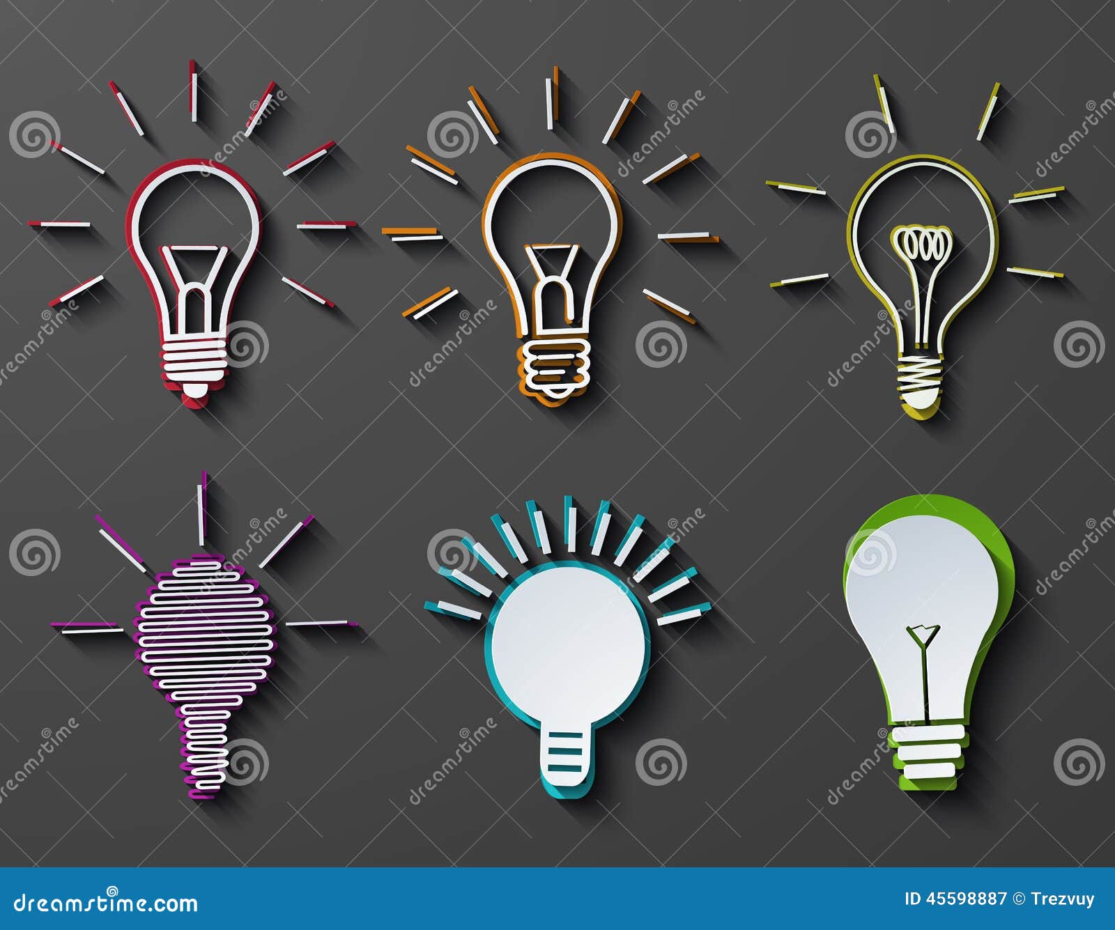 Vector Modern Idea Icons Set on Dark Background Stock Vector ...