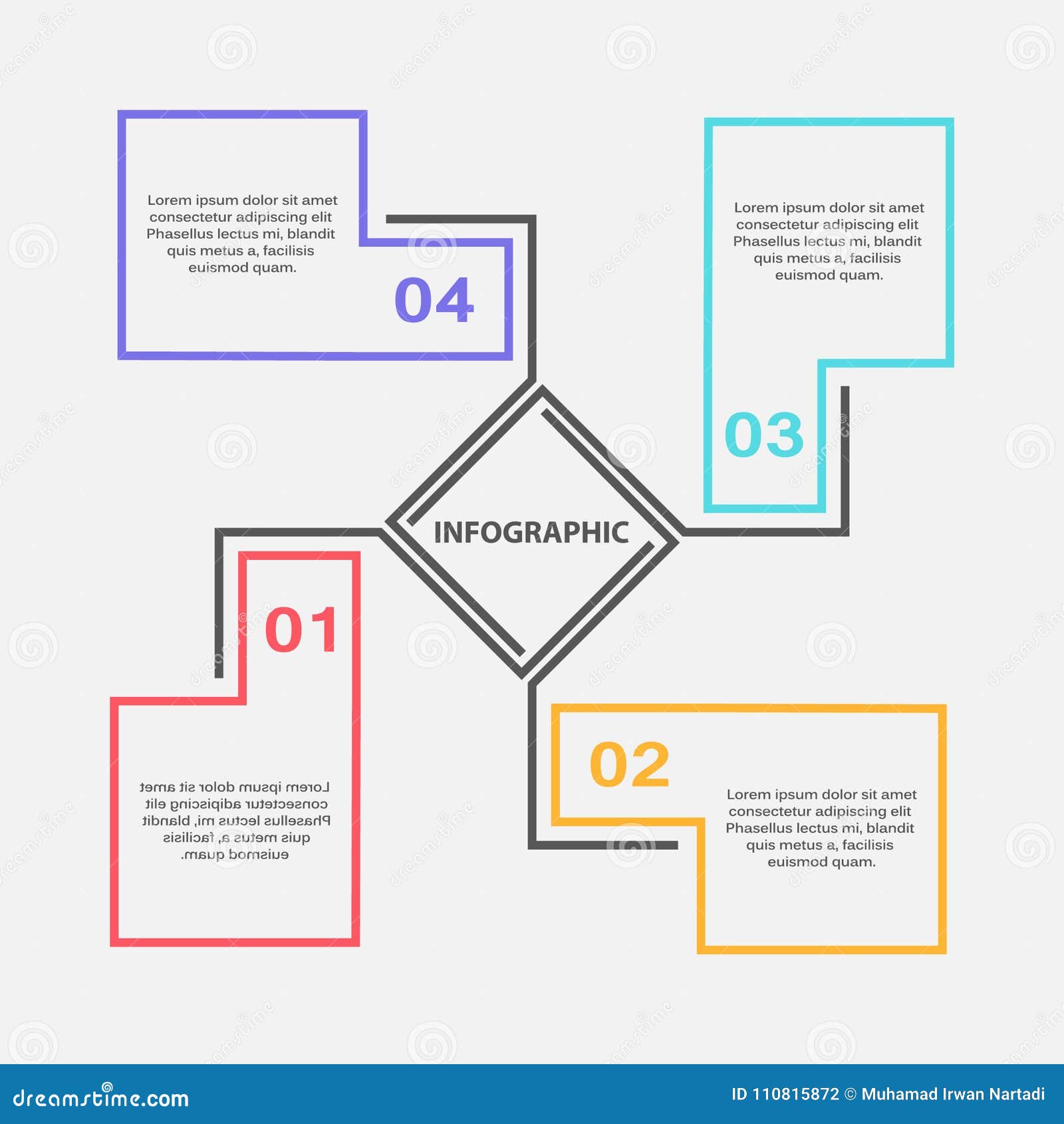 Modern Infographic Design Template with 4 Step Elements and Text Boxes ...