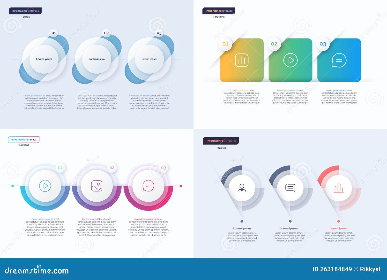 Vector Modern Infographic Templates Composed of 3 Shapes Stock Vector ...