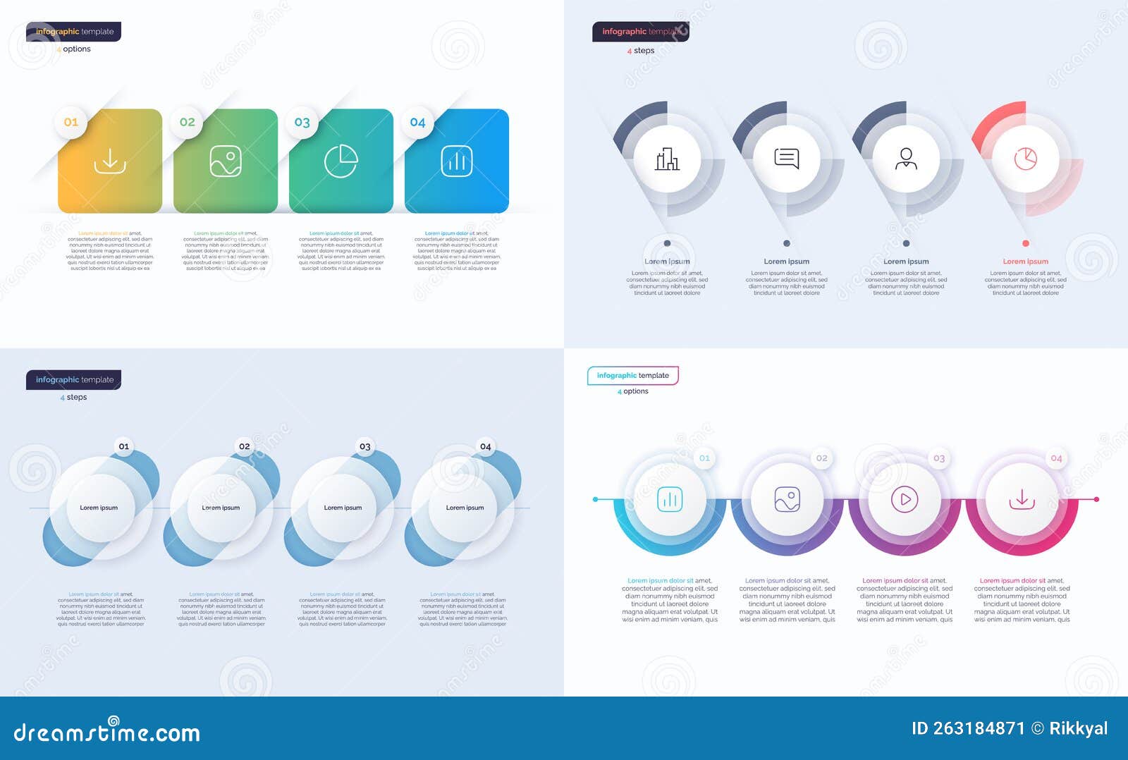 Vector Modern Infographic Templates Composed of 4 Shapes Stock Vector ...