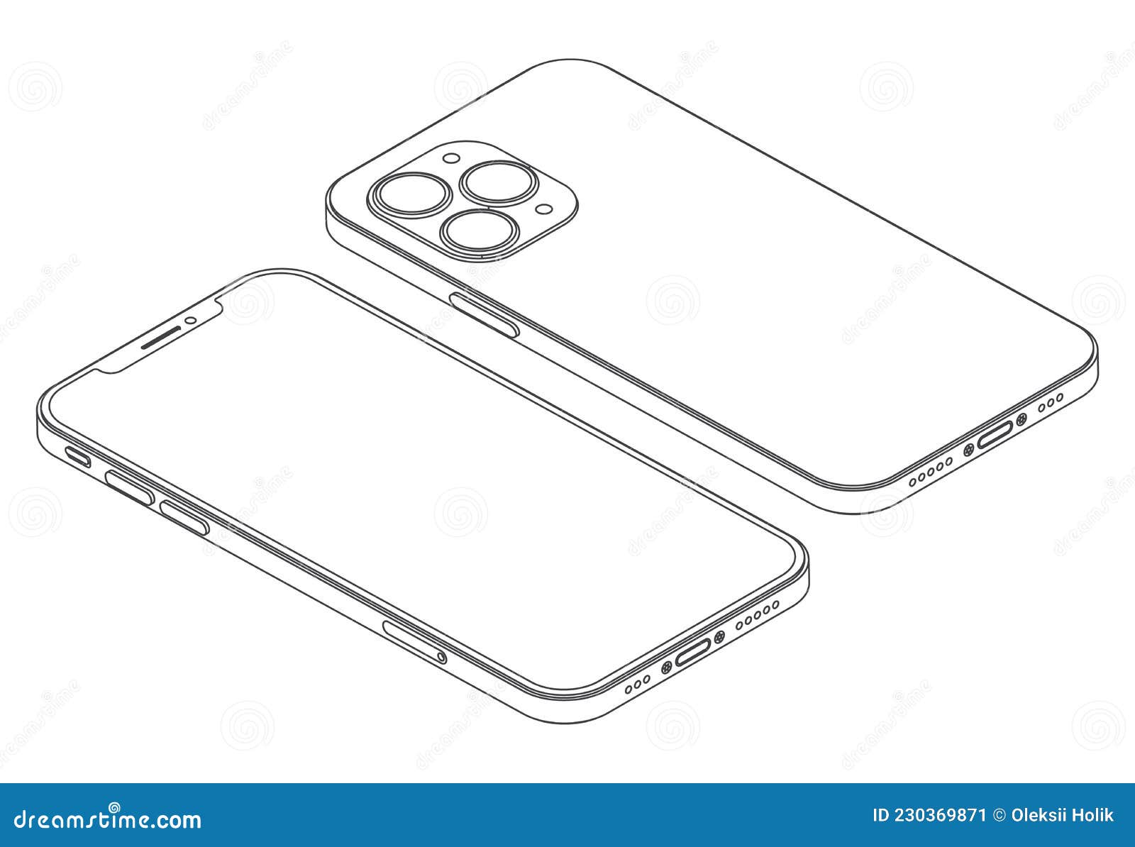 Vector Modern Isometric Phone Line Art Stock Vector - Illustration of ...