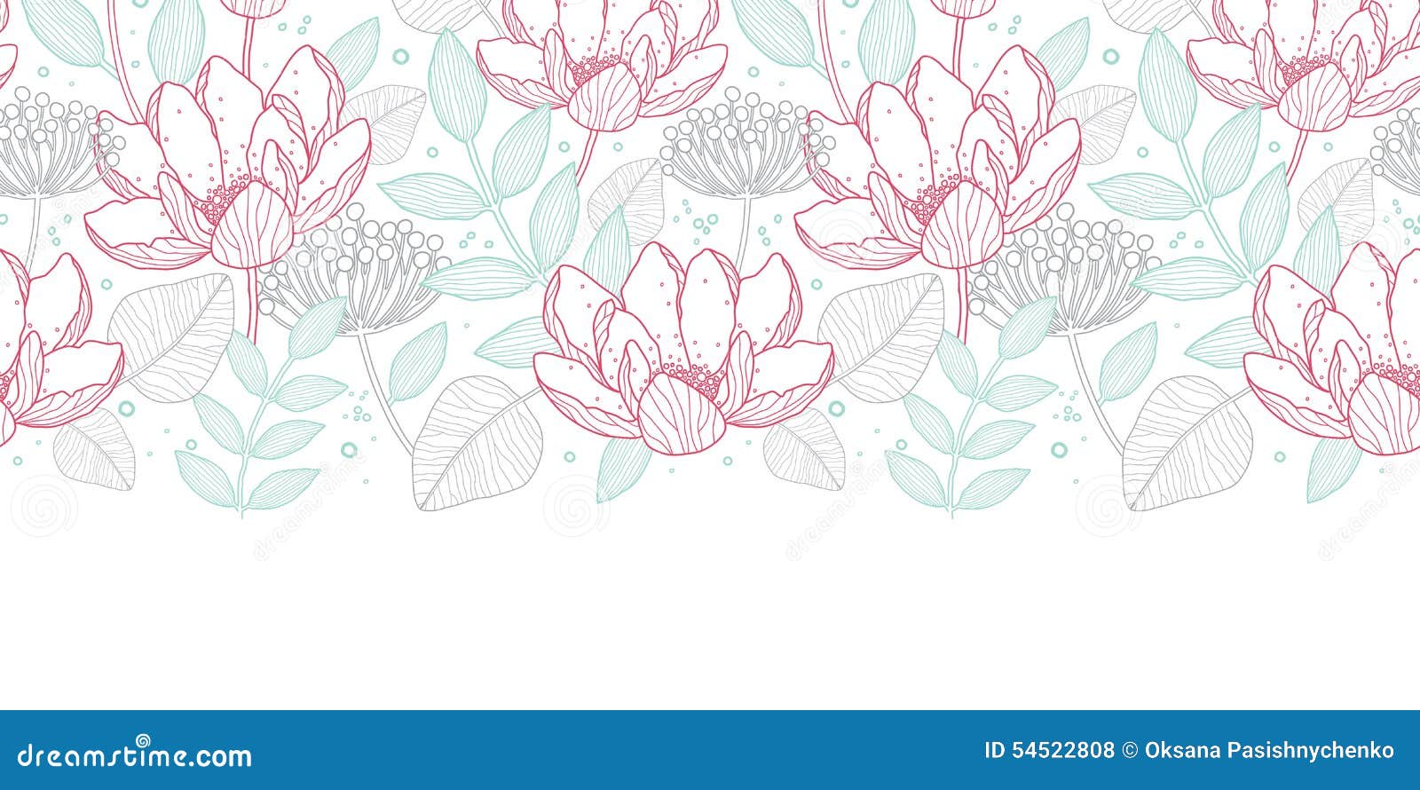 Vector Modern Line Art Florals Horizontal Border Stock Vector ...