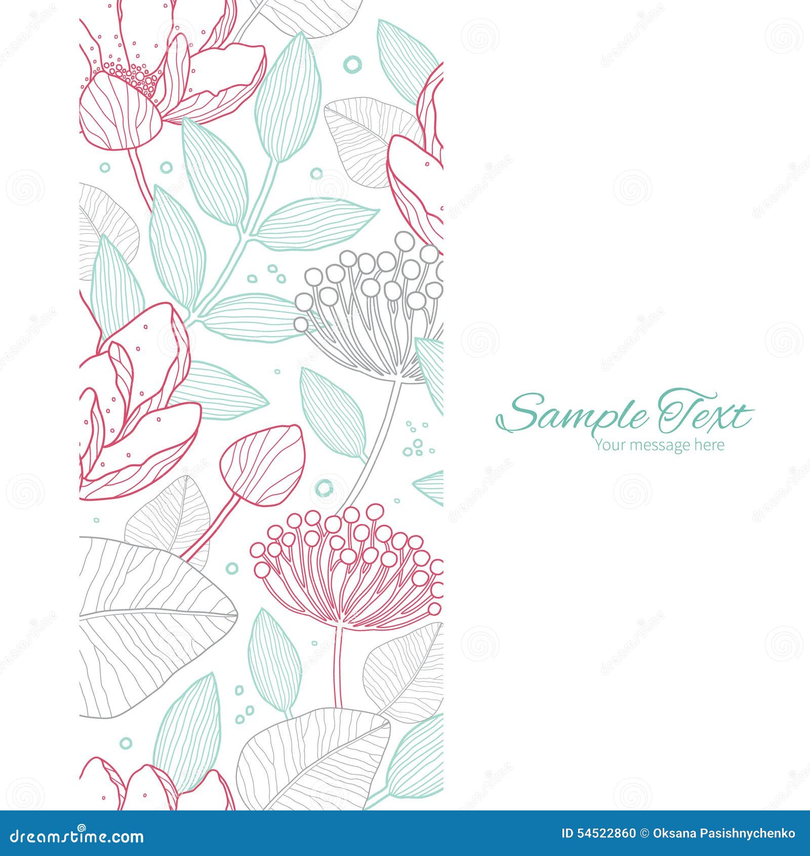 Vector Modern Line Art Florals Vertical Frame Stock Vector ...