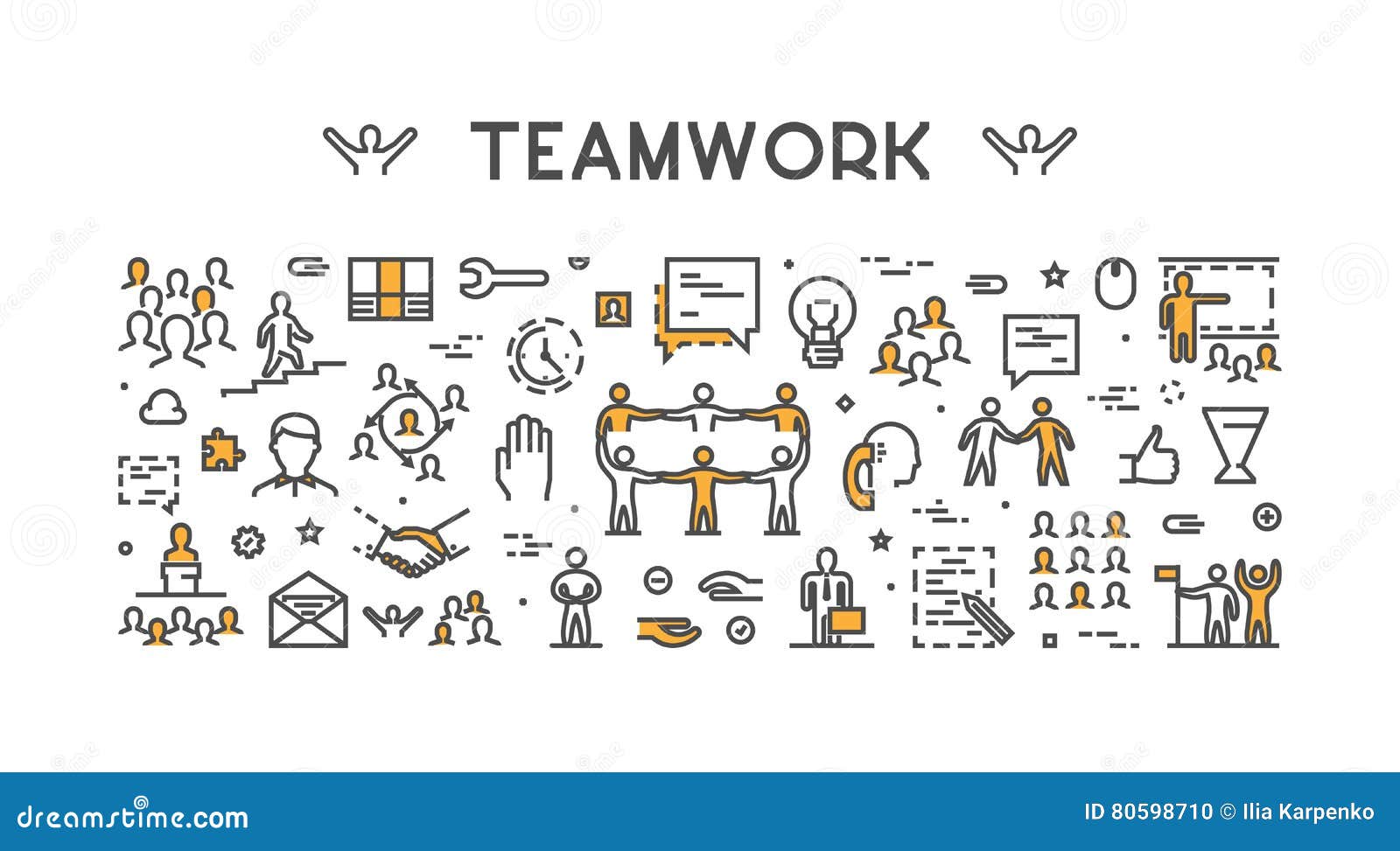 Vector Modern Line Concept for Teamwork Stock Illustration ...