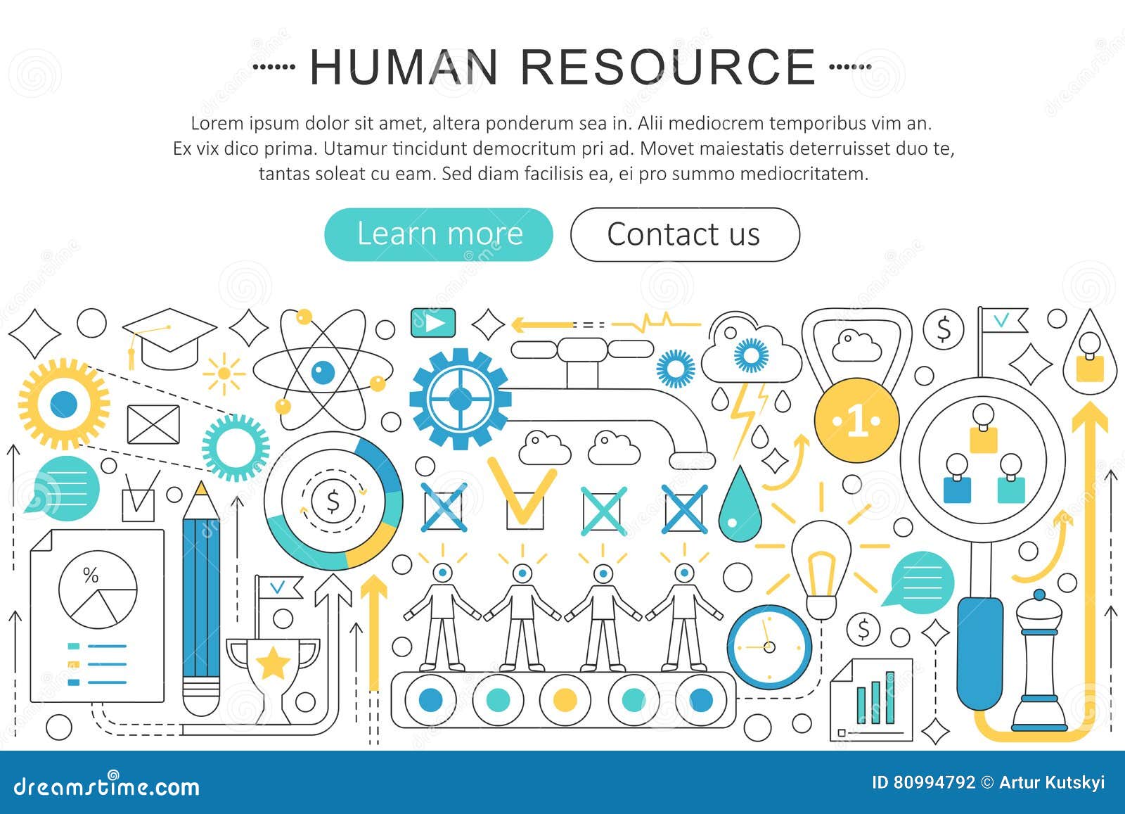 Vector Modern Line Flat Design Human Resource Concept. Human Resource ...