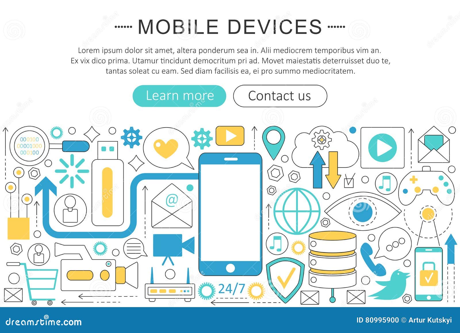 Vector Modern Line Flat Design Mobile Devices, Gadgets Concept. Smart ...
