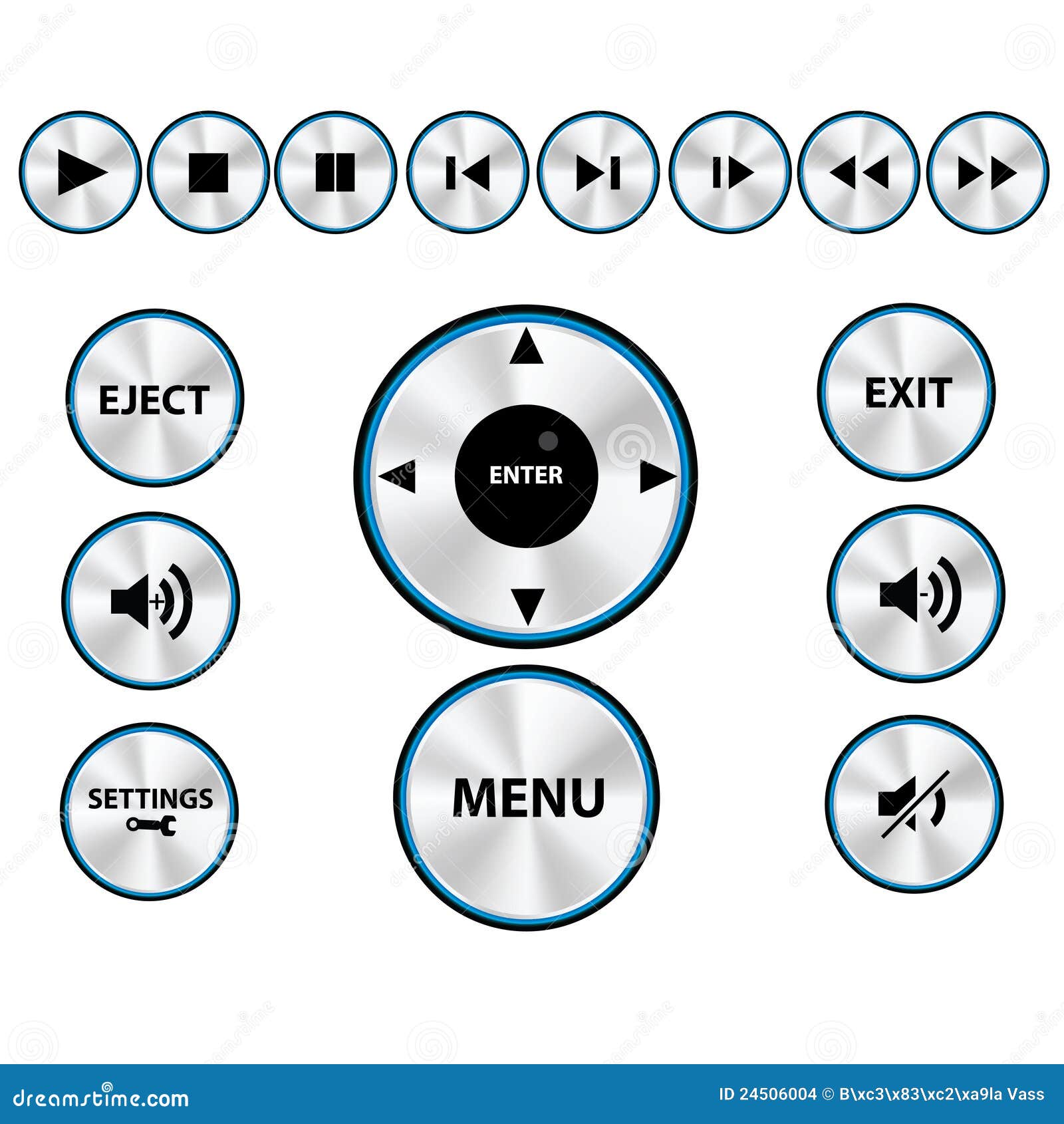 Player Button Set Icons Sign, Play Button Signs, Video Audio Player ...
