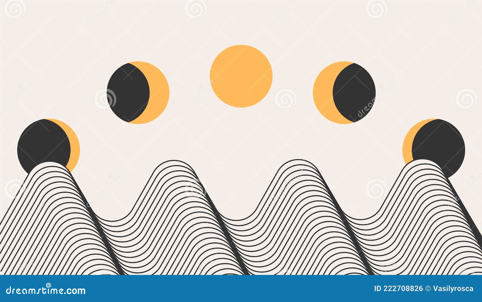 Vector Modern Moon Minimal Art Background. Moon Cycle Minimalist Design ...