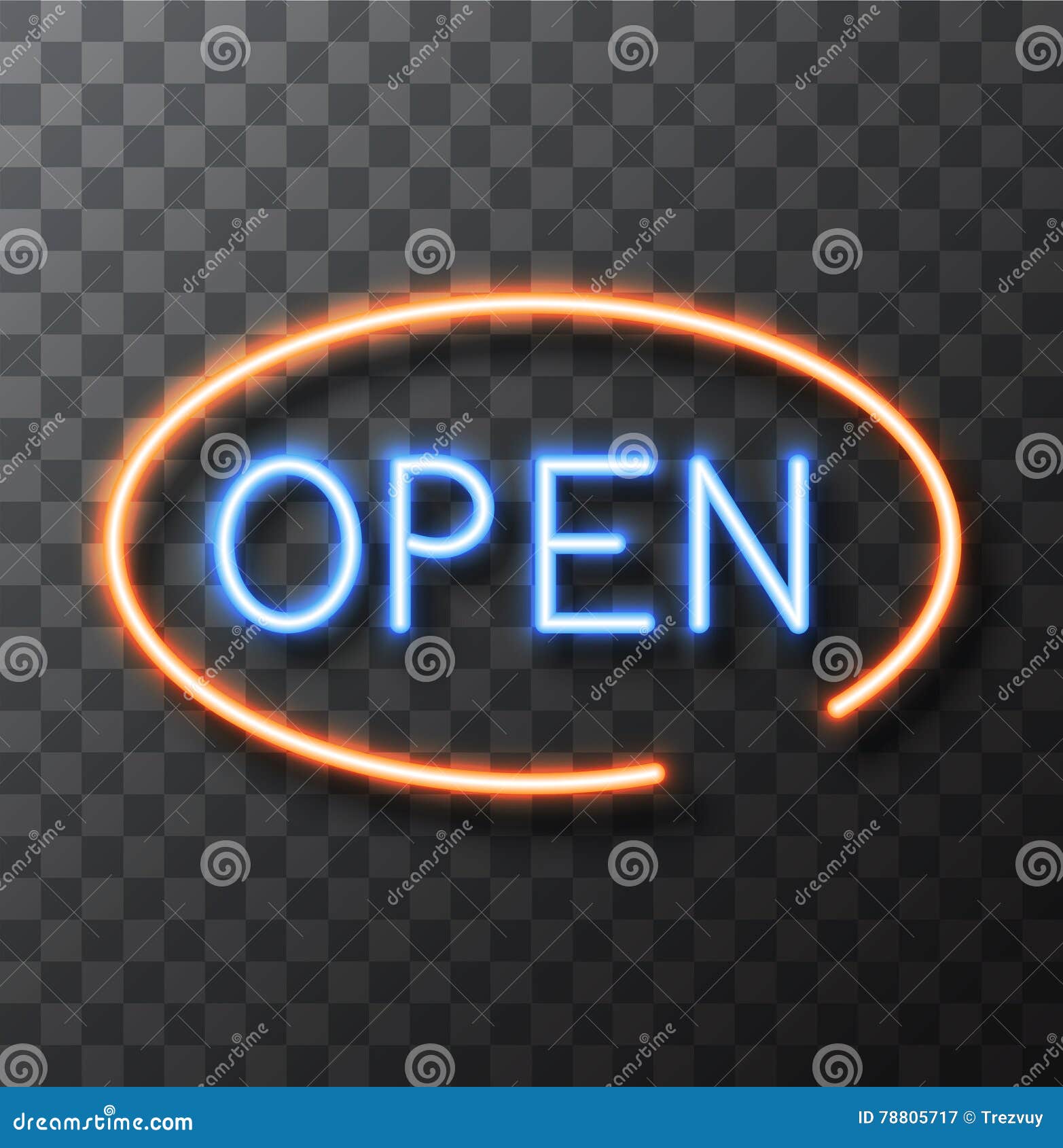 Vector Modern Neon Sign on Transparent Background. Open Frame Banner ...
