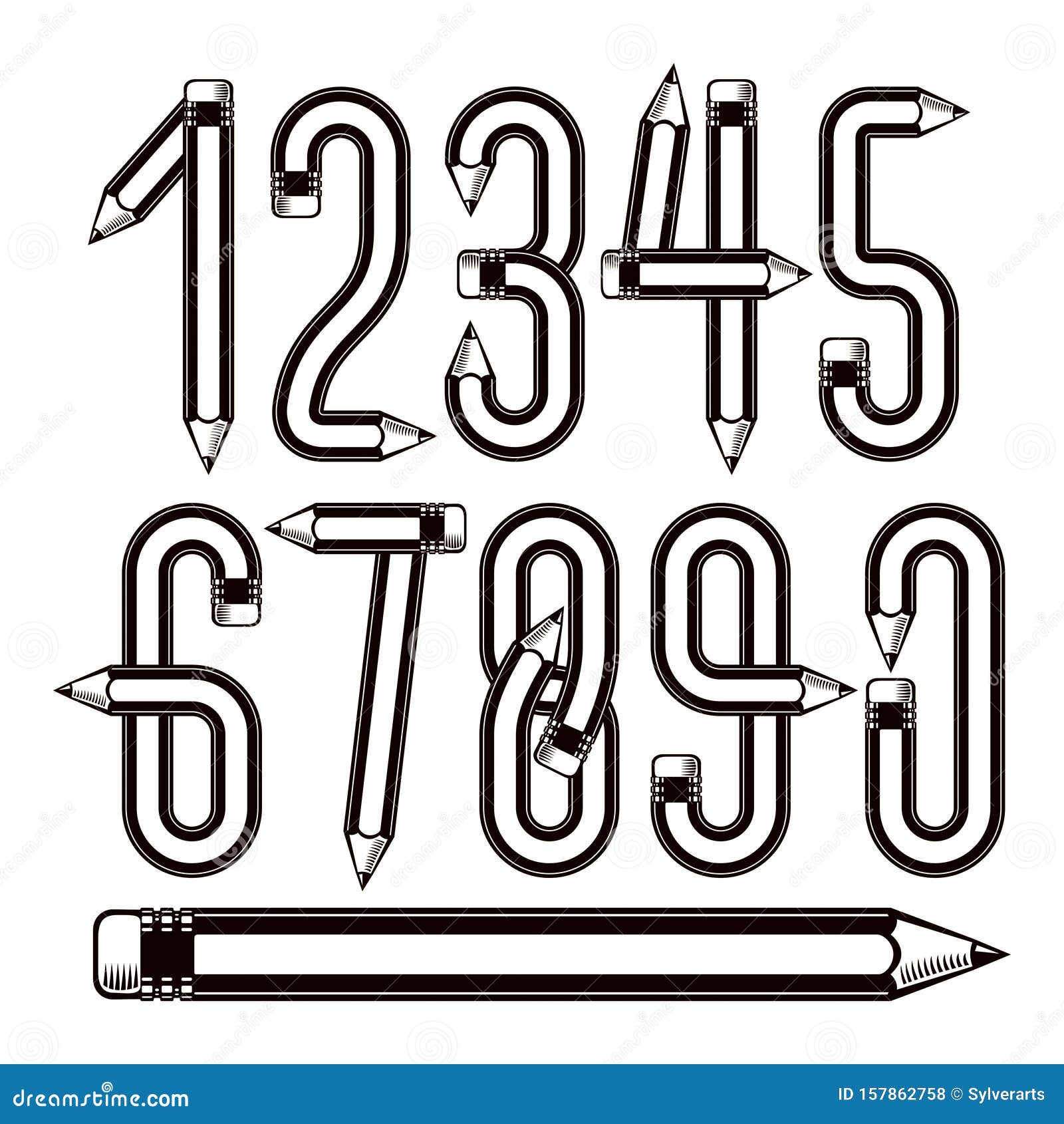 Numbers Collection. Cartoon Numbers In A Row. Color Numerals, Isolated ...