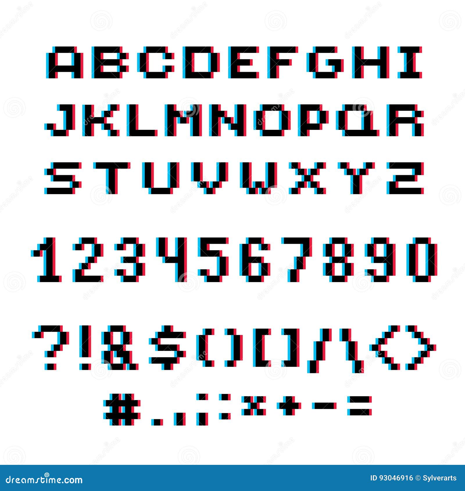 Vector Modern Numbers, Letters and Punctuation Marks Created in Stock ...