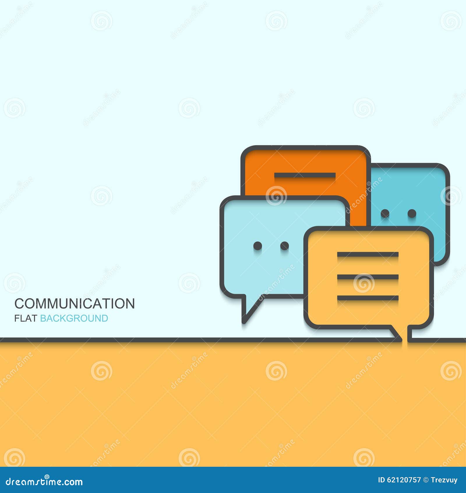 Vector Modern Outline Flat Design of Communication Stock Vector ...