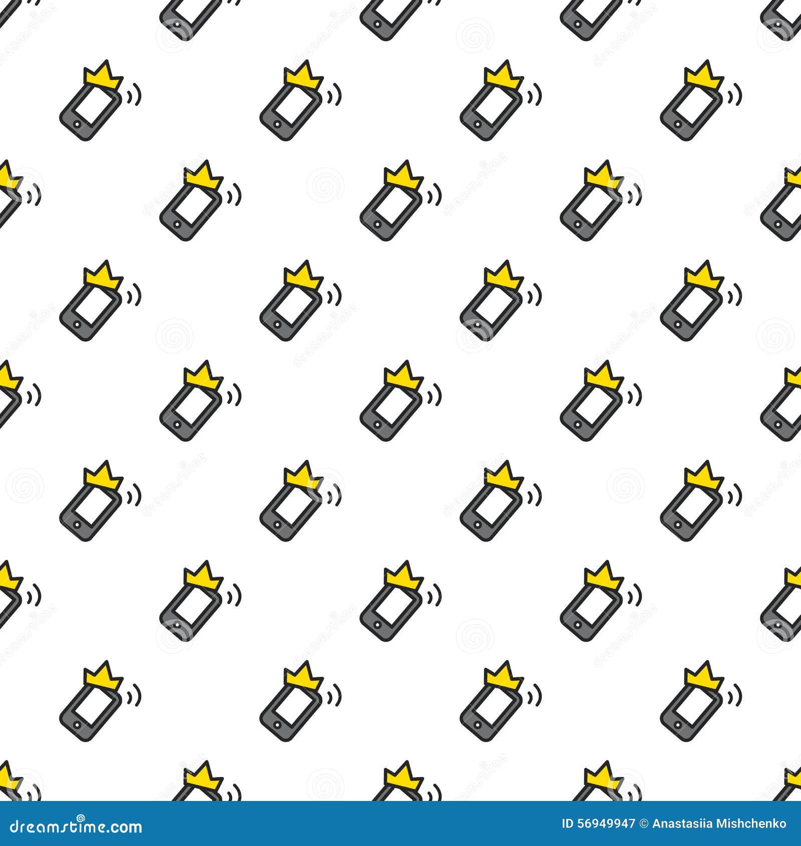 Vector Modern Outline Phone in Crown Seamless Stock Vector ...