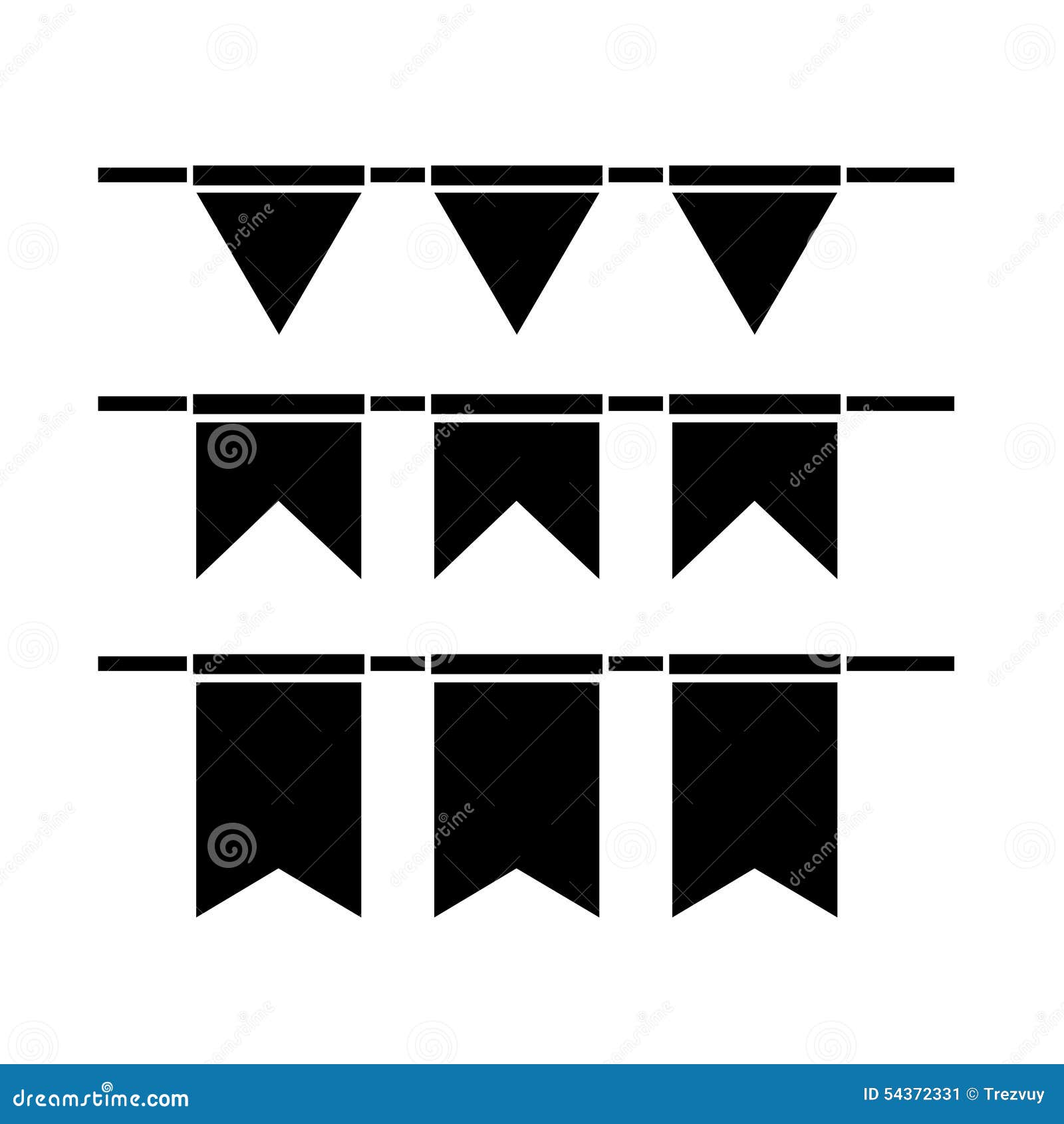 Vector Modern Party Flags Set. Stock Vector - Illustration of hanging ...