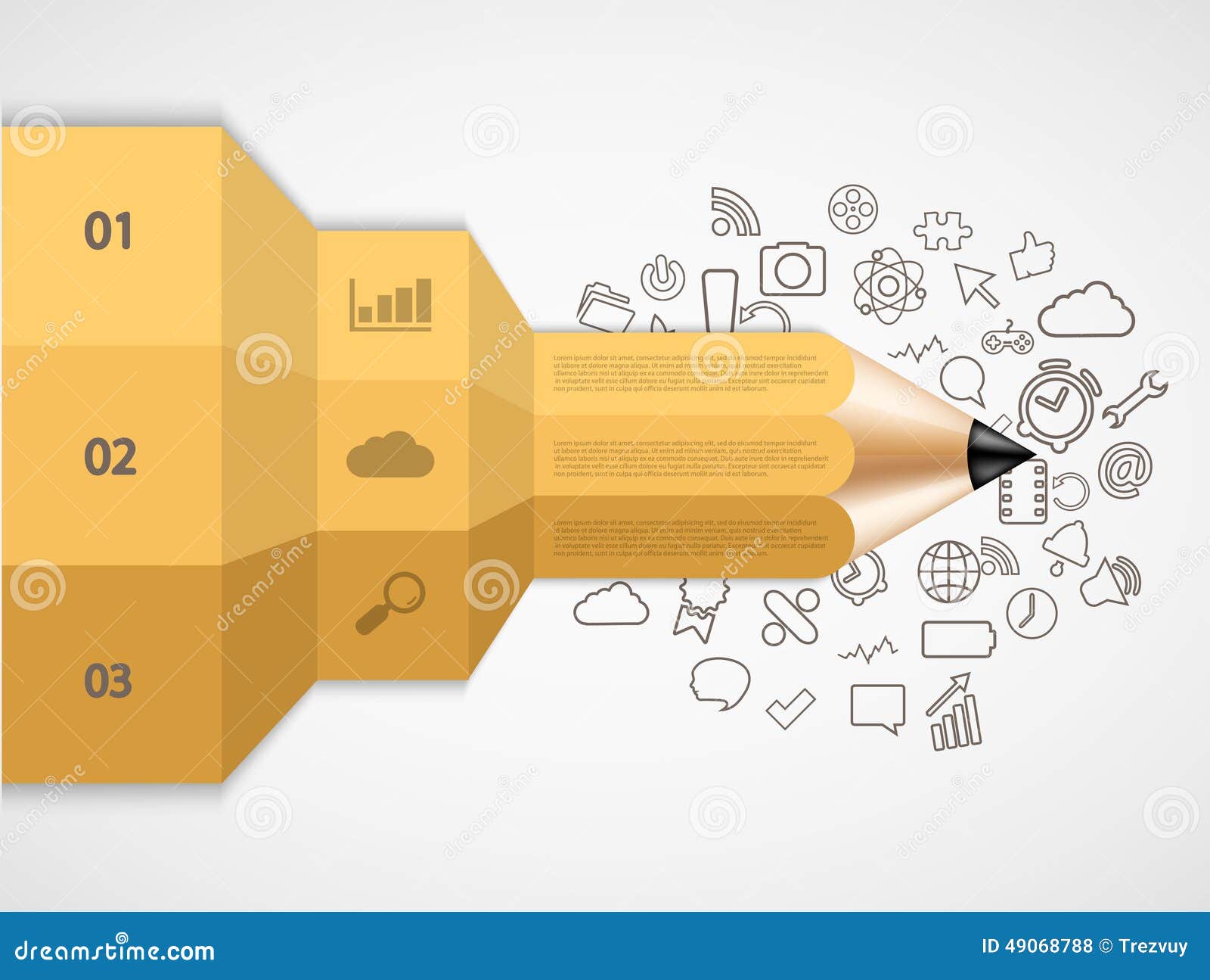 Pencil Infographic Chart Infographic Template Options Vector ...