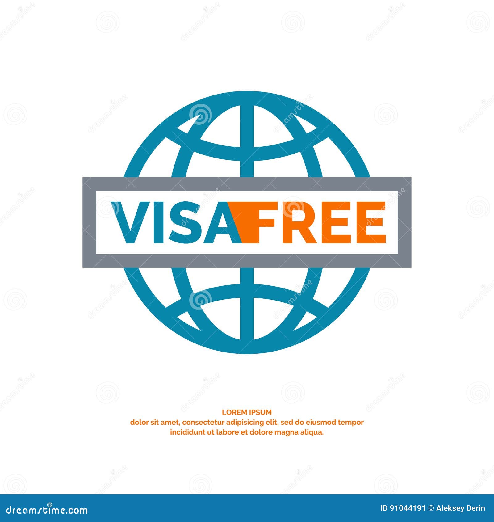 Vector Modern Poster Free Visa with Blue Globe Stock Vector ...