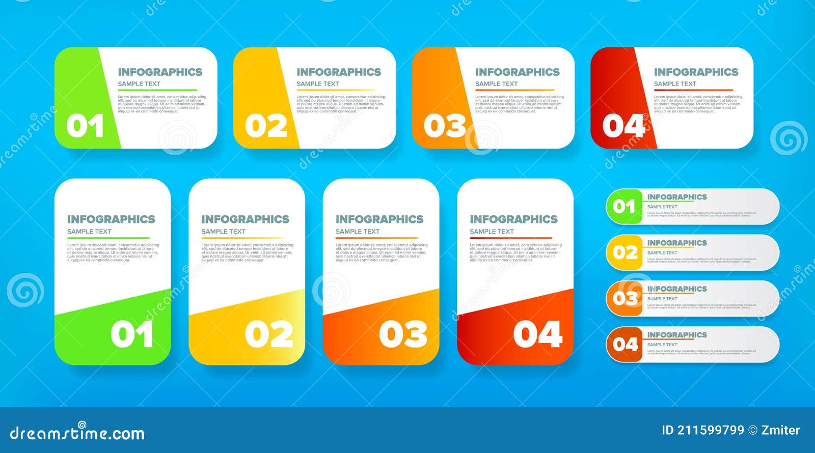 Vector Modern Progress Paper Web Banners Big Set with Shadow Isolated ...