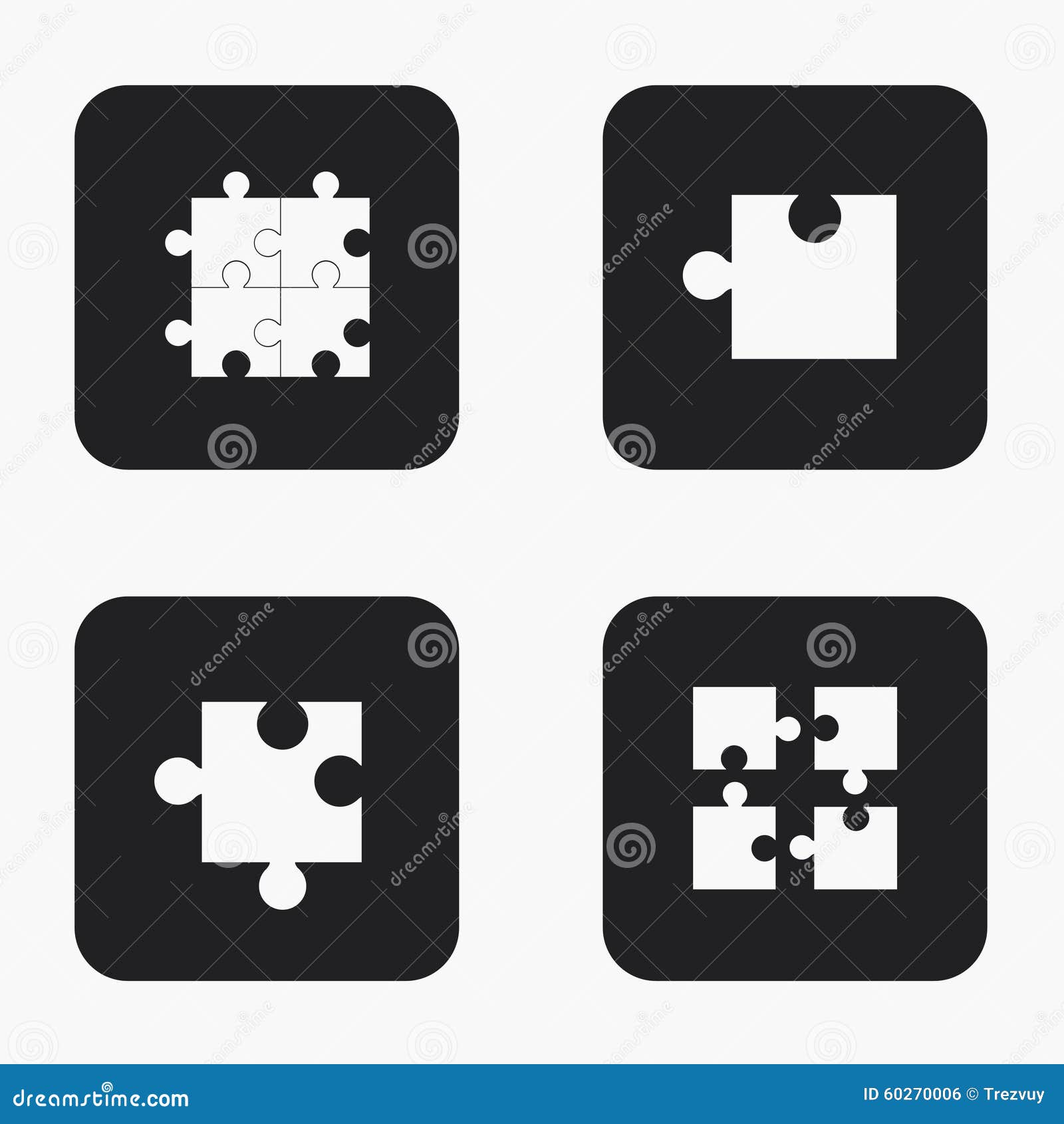 Puzzle Icons Set - Complete And Incomplete Cartoon Vector ...