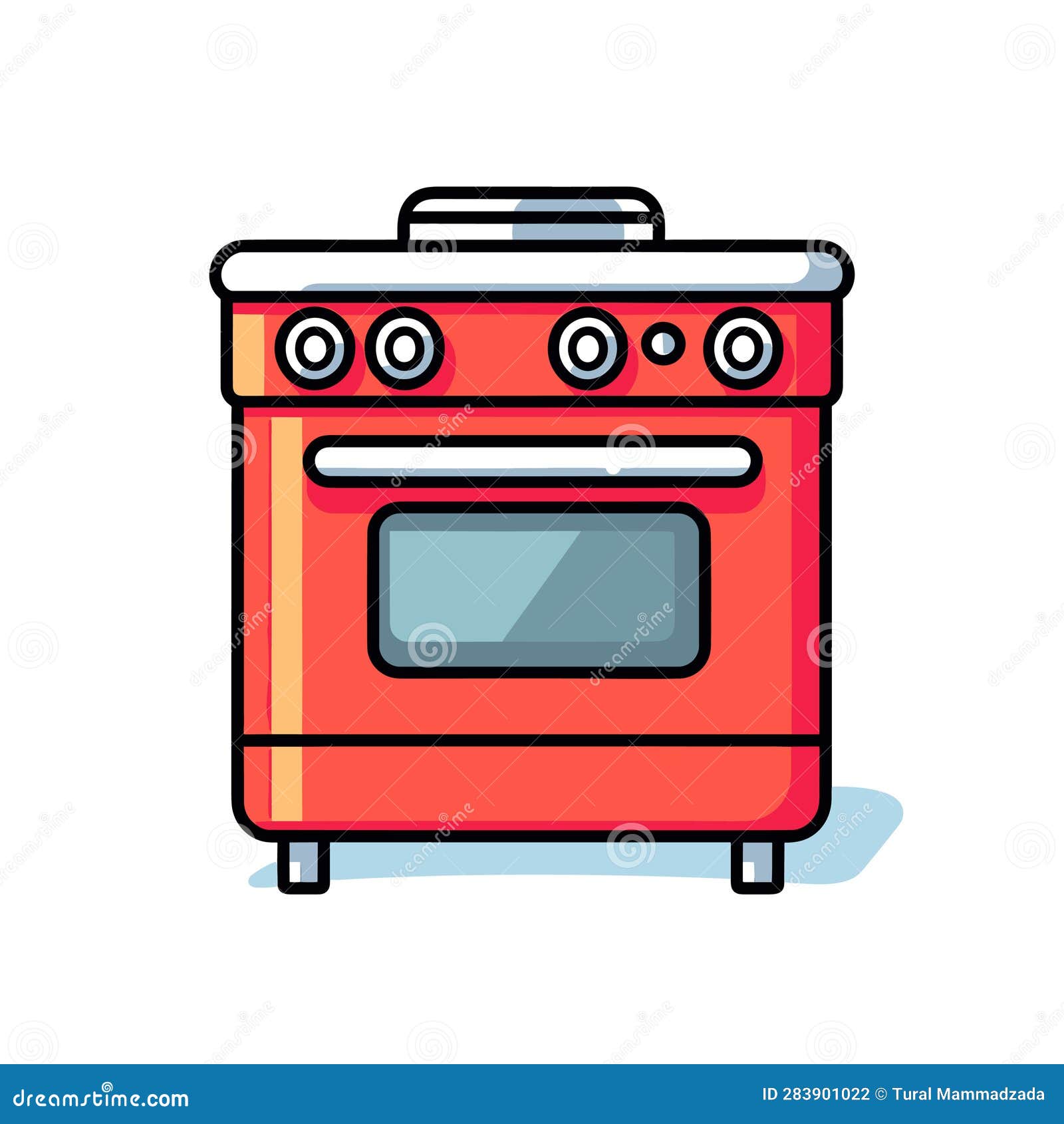 Vector of a Modern Red Stove with Four Burners on Top Stock Vector ...