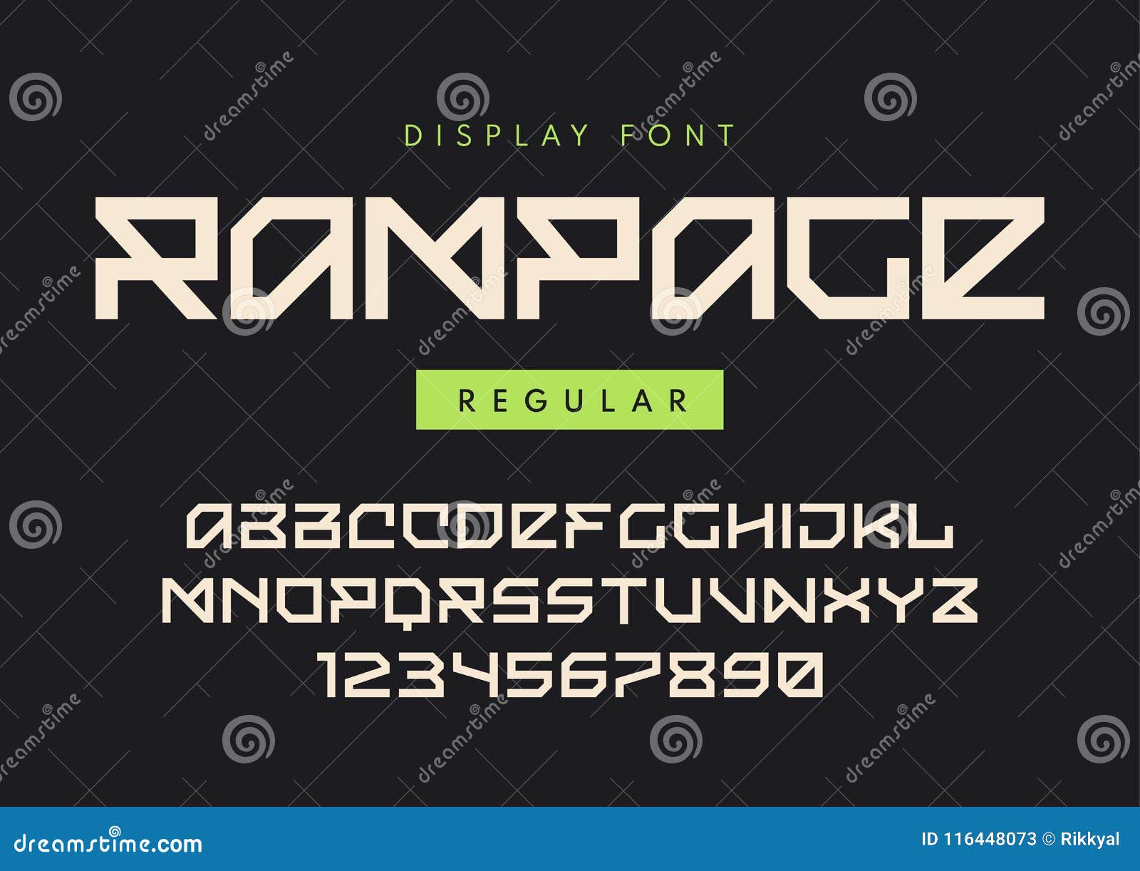 Vector Modern Regular Display Font Named Rampage, Blocky Typeface ...