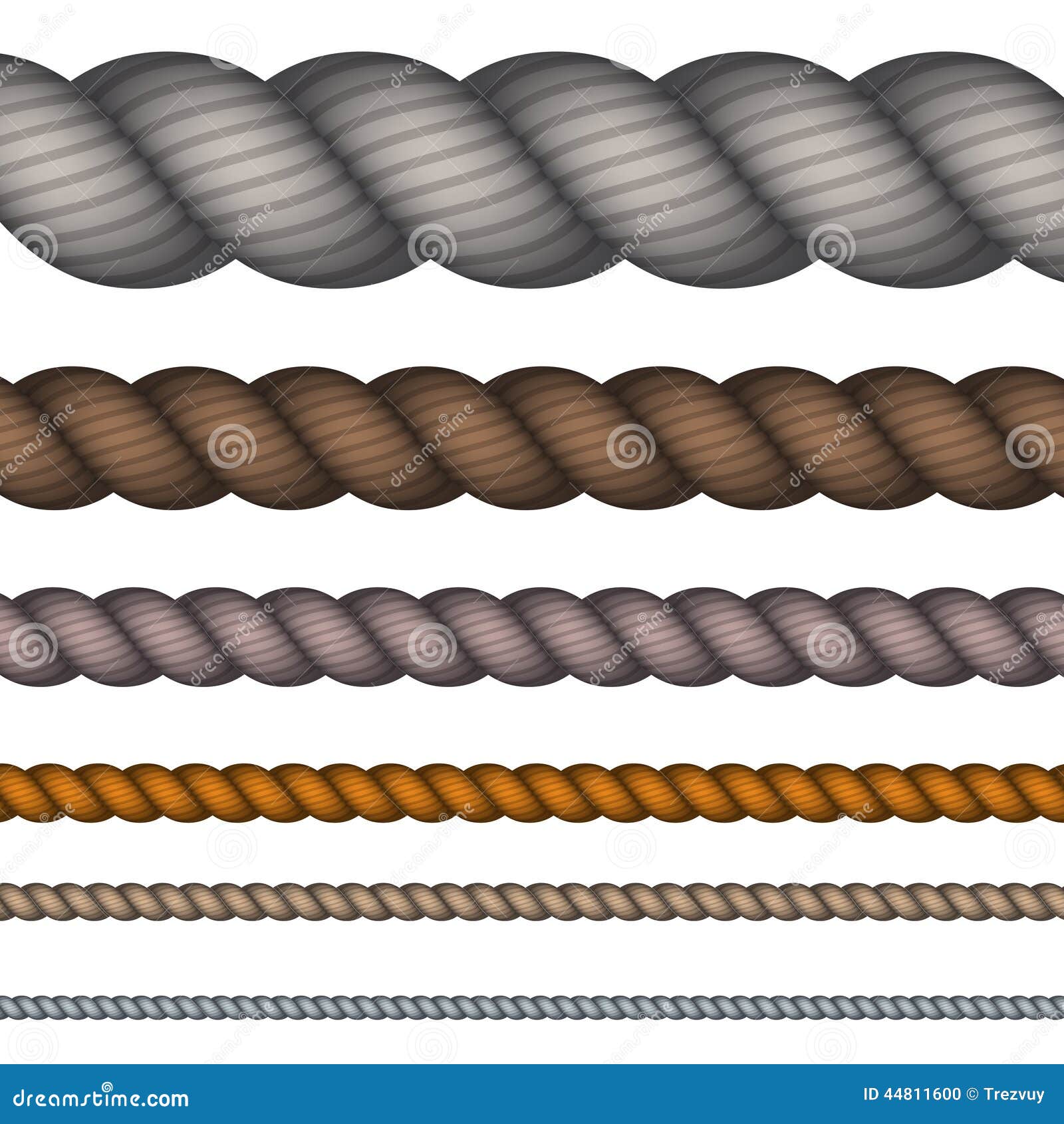 Vector Modern Rope Set on White Background. Stock Vector - Illustration ...