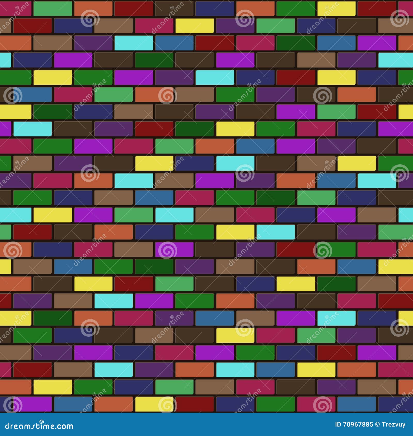 Vector Modern Seamless Colorful Brick Wall Background Texture. Stock ...