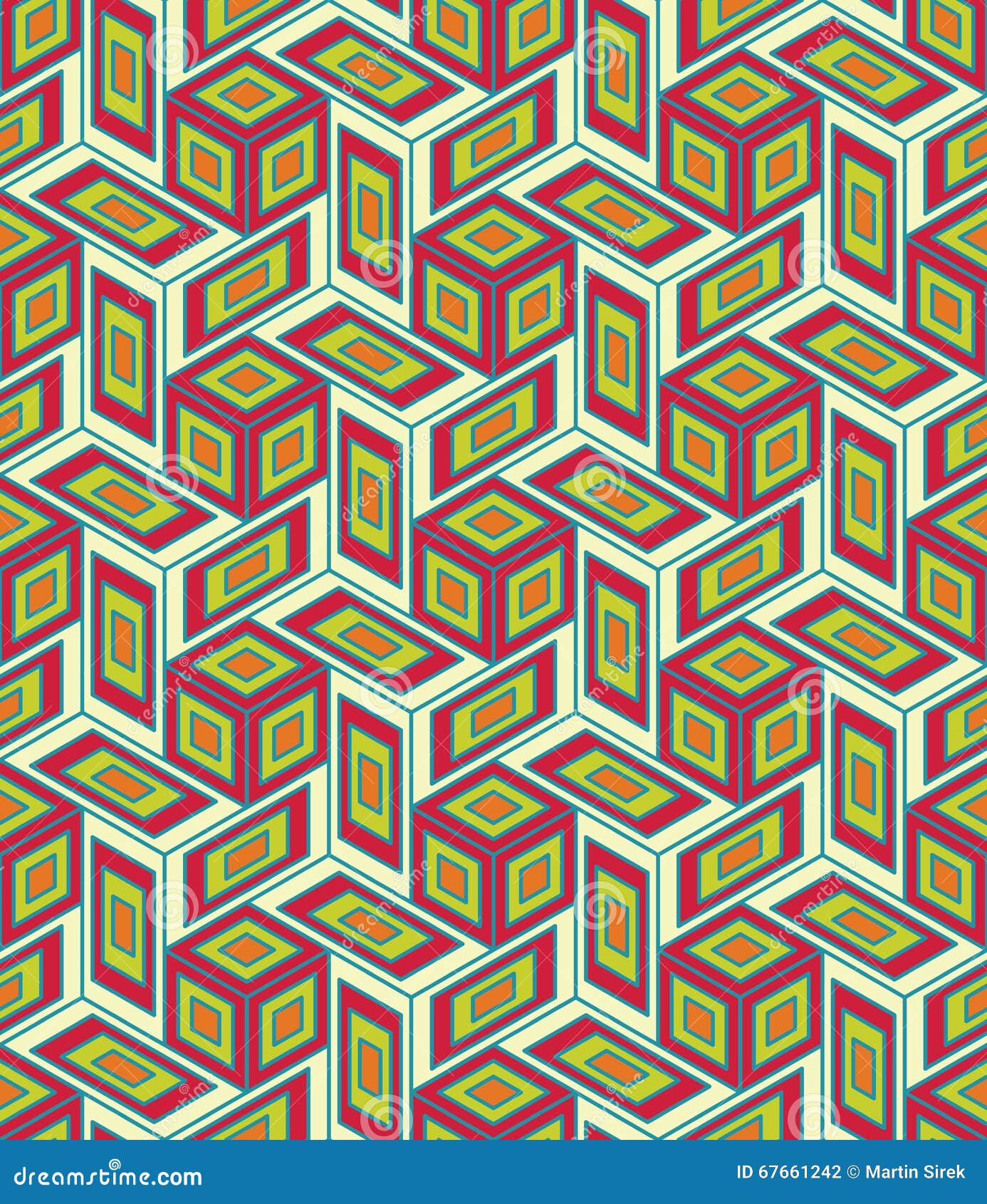 Vector Modern Seamless Colorful Geometry Cube Pattern, Color Abstract ...