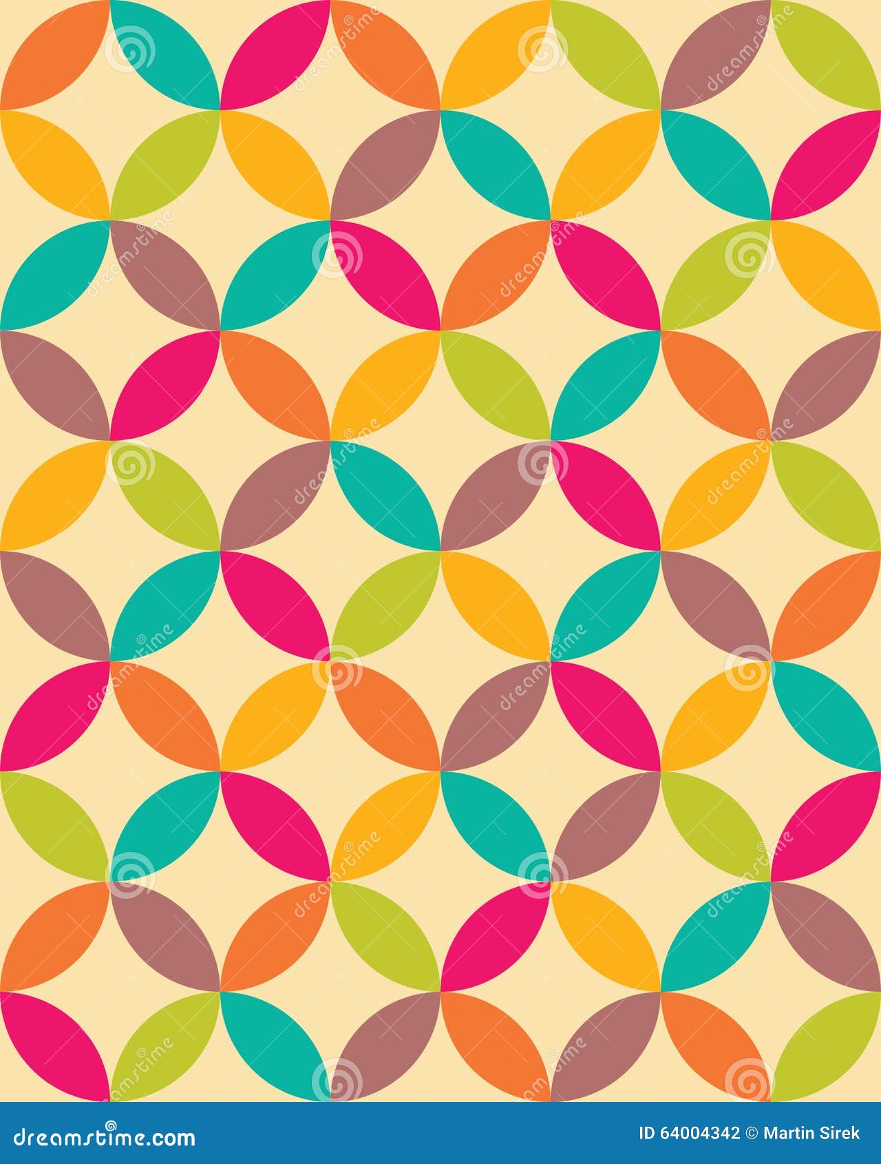 Vector Modern Seamless Colorful Geometry Overlapping Circles Pattern