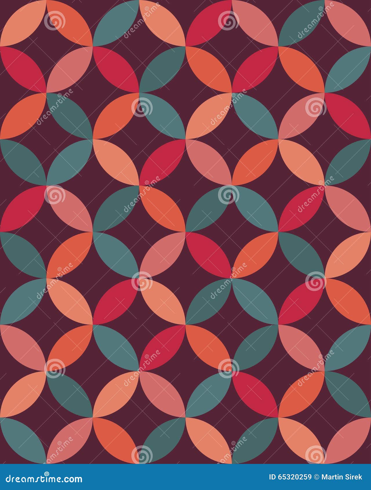 Vector Modern Seamless Colorful Geometry Overlapping Circles Pattern