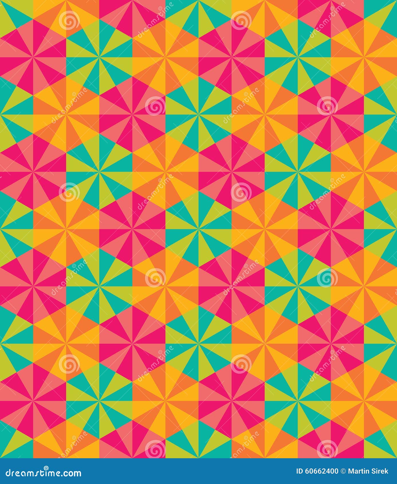 Vector Modern Seamless Colorful Geometry Pattern Mosaic Flowers Stock